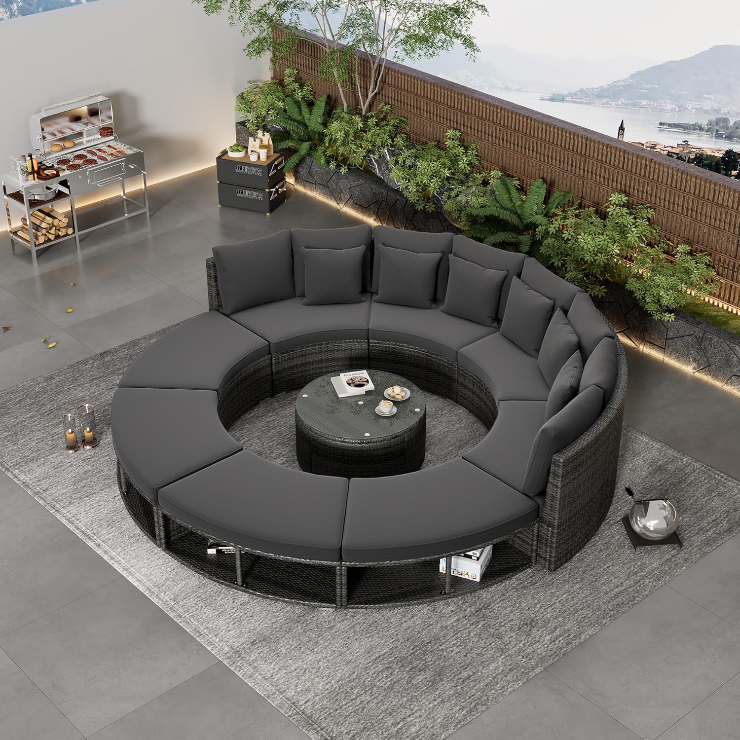 Amazon.com: Harper & Bright Designs 9 Piece Outdoor Patio Circular Sofa ...