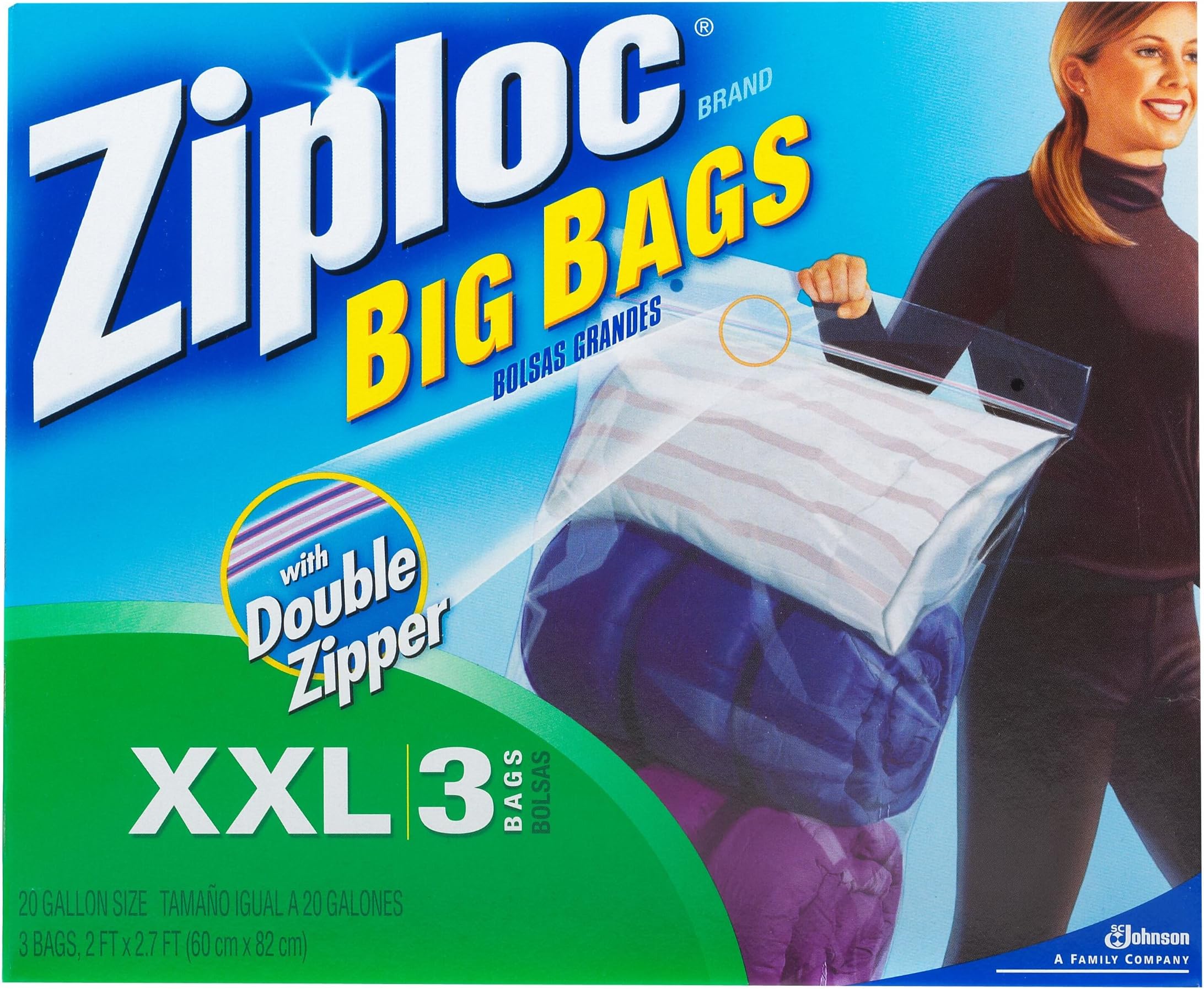 Amazon.com: Ziploc Big Bag Double Zipper, XX-Large, 3-Count (Pack of 8 ...