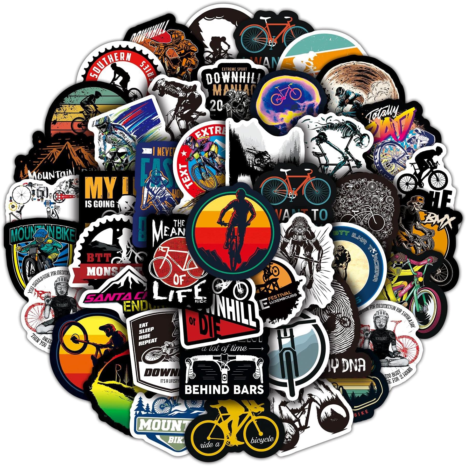 Amazon.com: Mountain Bike Stickers Physical Decals DIY 100 Pcs Funny ...