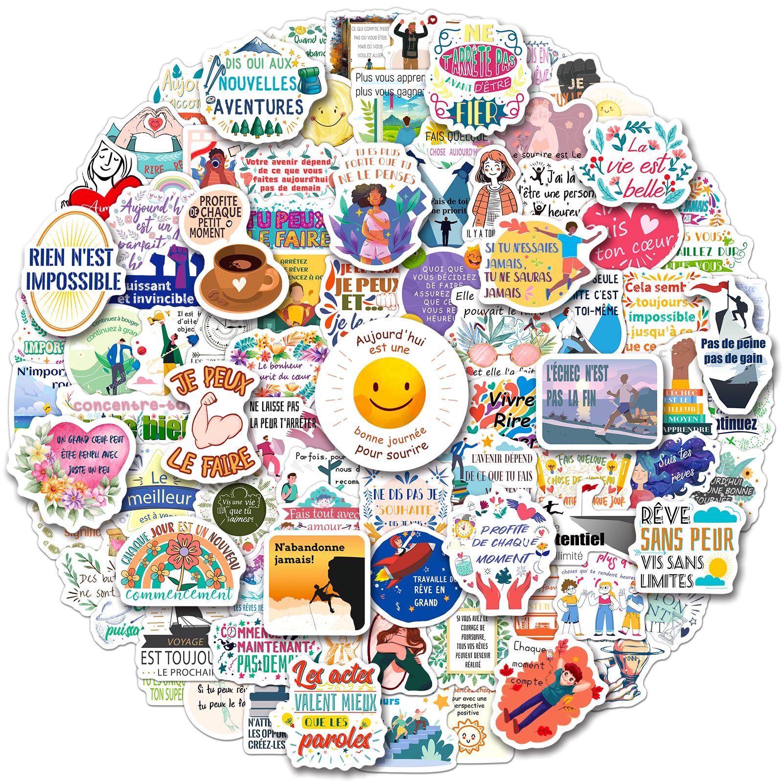 Amazon.com: WAKEMOODEI 200 PCS French Inspirational Stickers for Teens ...