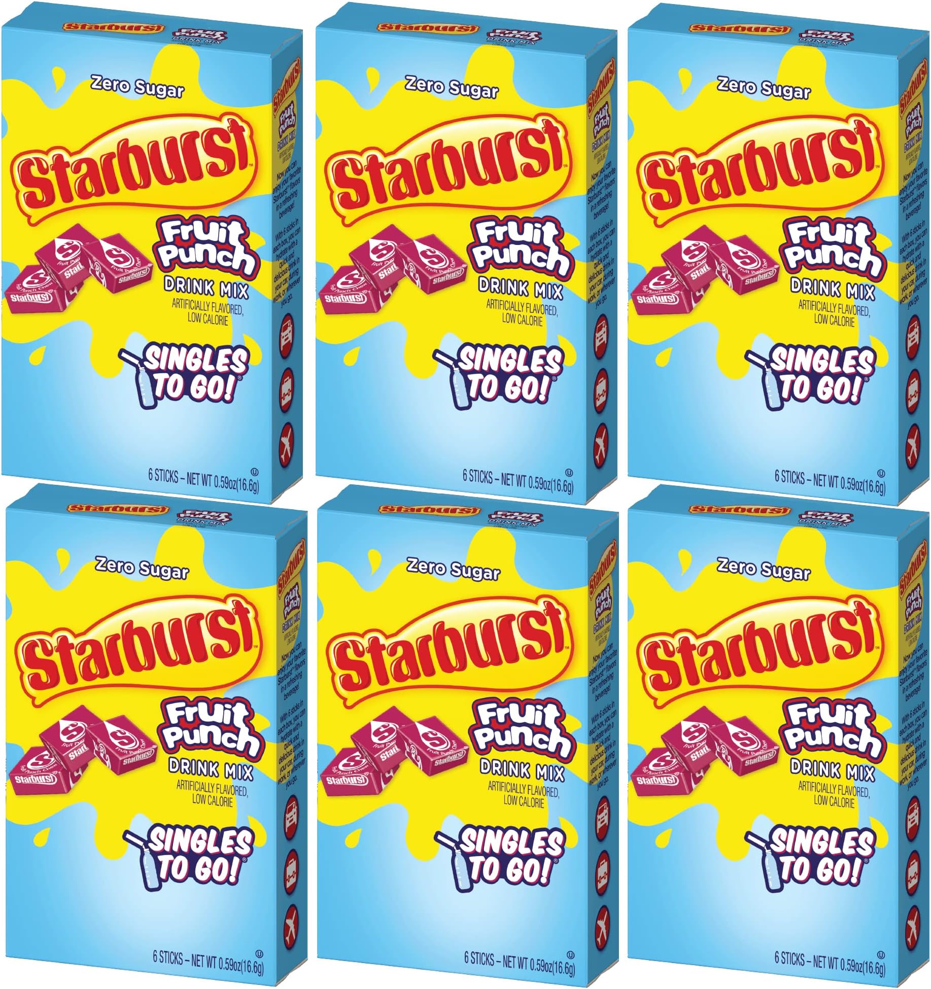 Amazon.com : Starburst Singles To Go Powdered Drink Mix, Fruit Punch, 6 ...