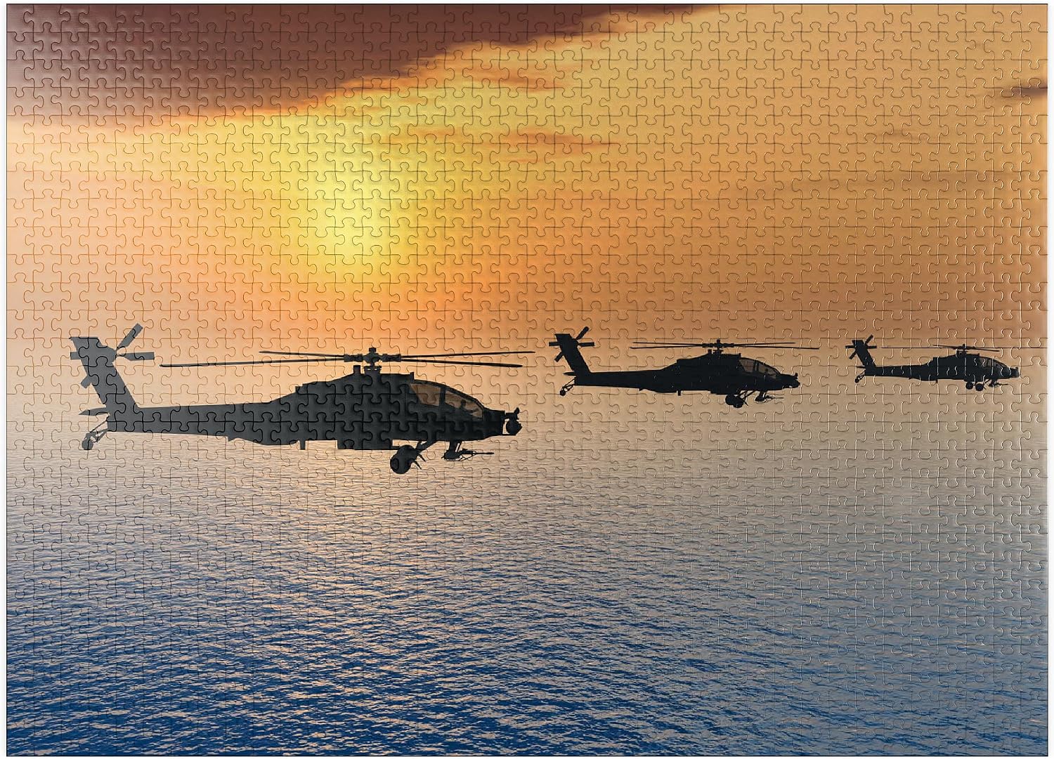 Amazon.com: MyPuzzle Apache Helicopter Over The Sea - Premium 1000 ...