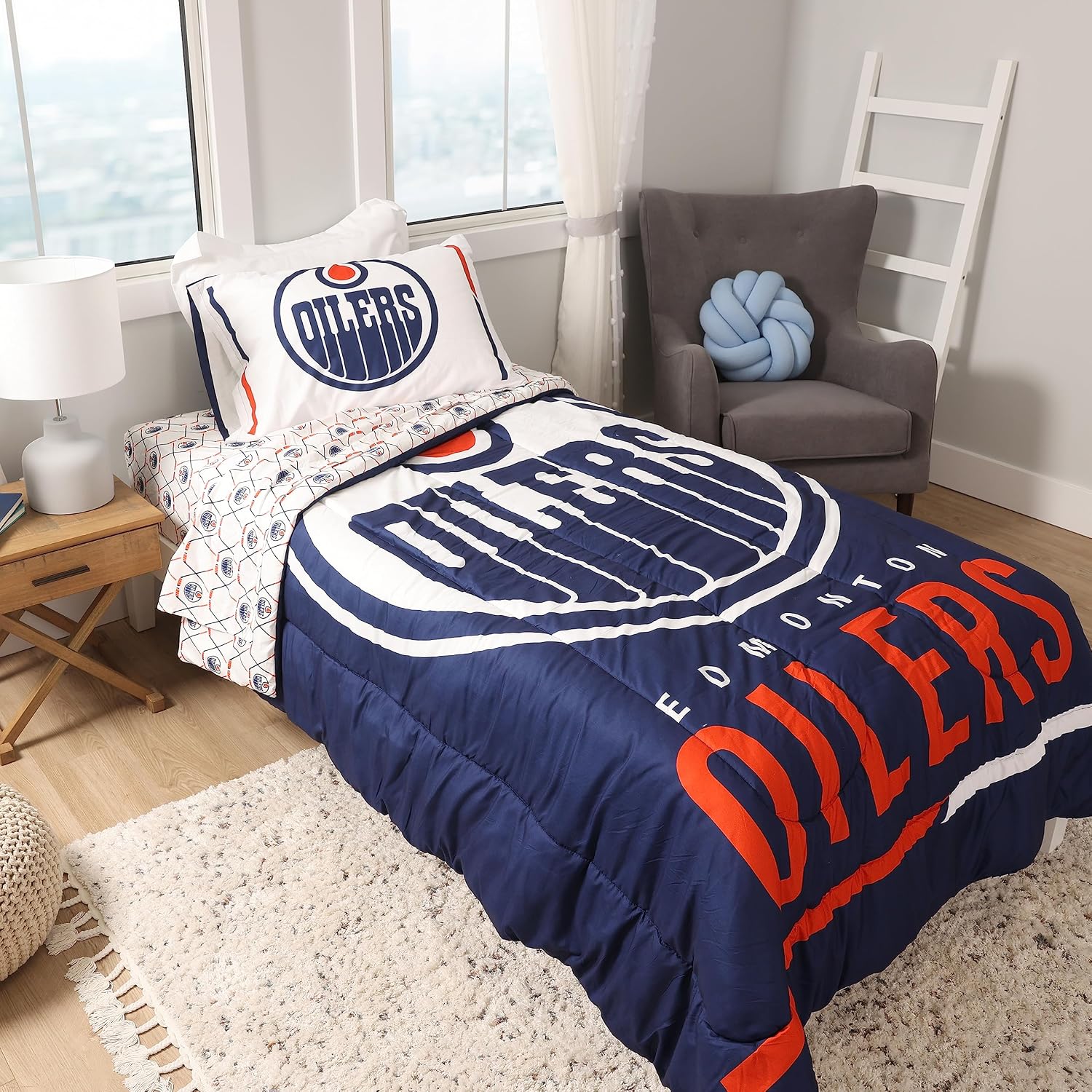 Edmonton Oilers Twin Bedding Set EXPRESSIONS – 4-Piece NHL Bed Set with ...