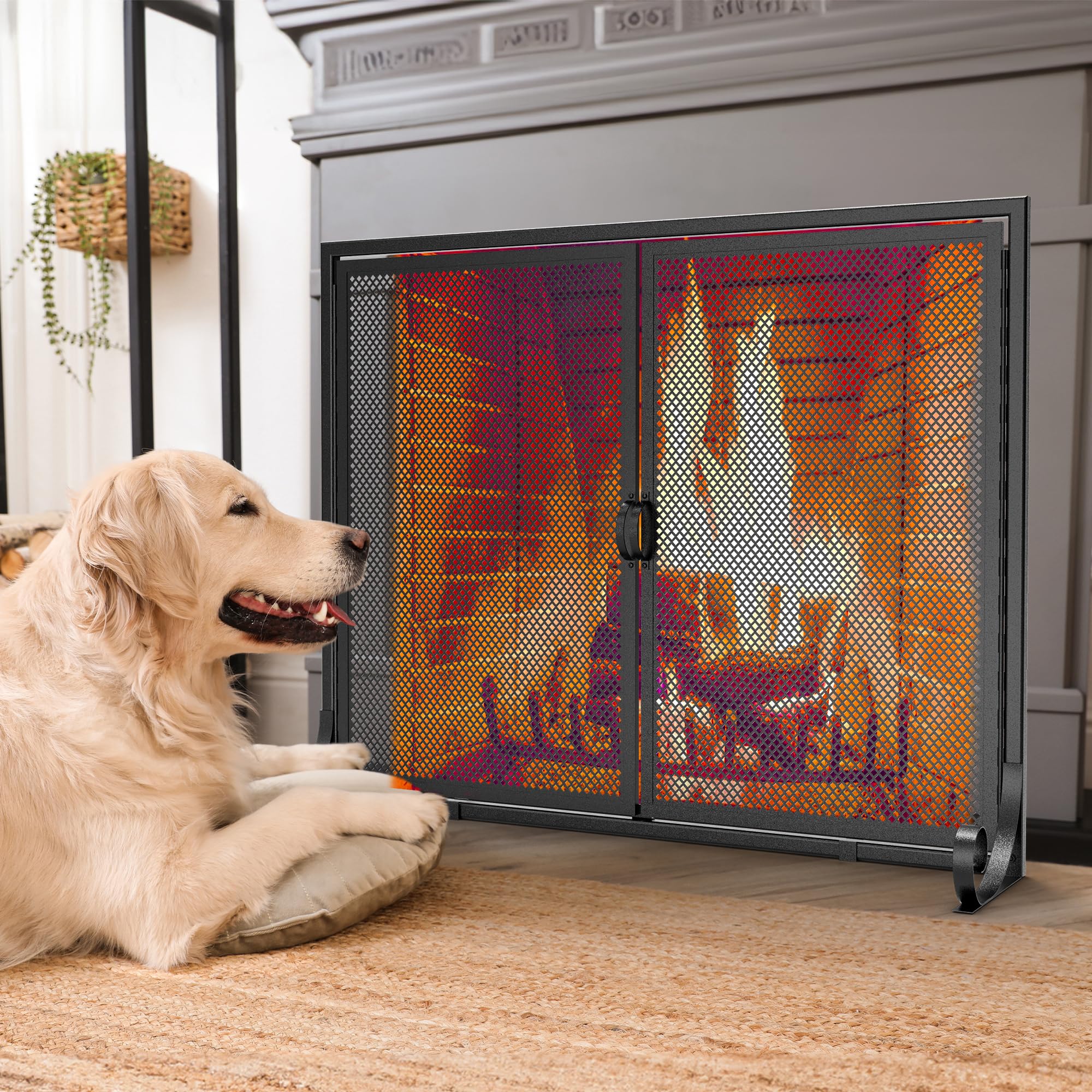 Amazon.com: 2-Door Magnetic Fireplace Screen, 37.8" L x 30.7" W ...