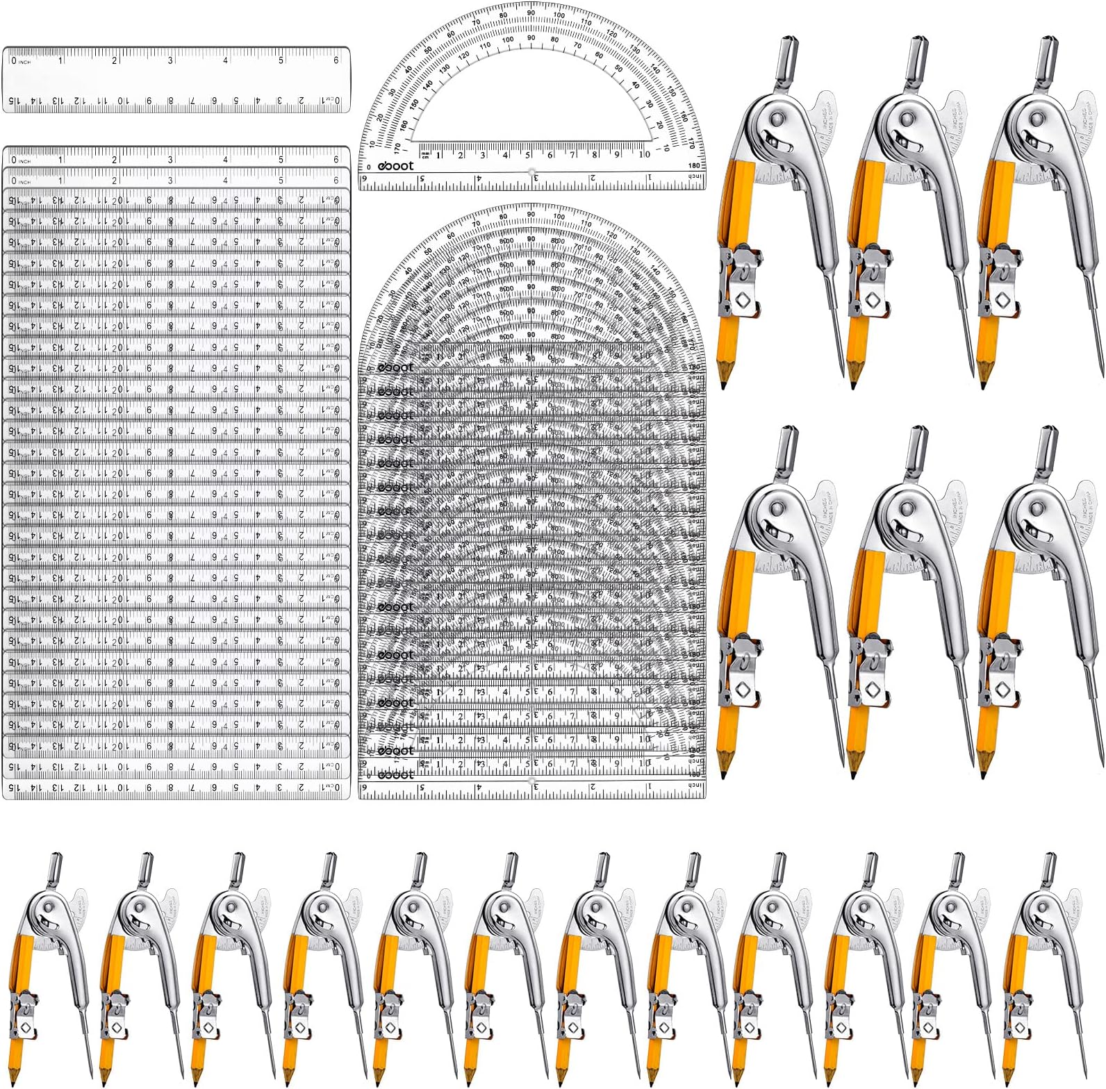 Amazon.com : Lincia 96 Pcs Geometry Math Set Geometry Compass ...