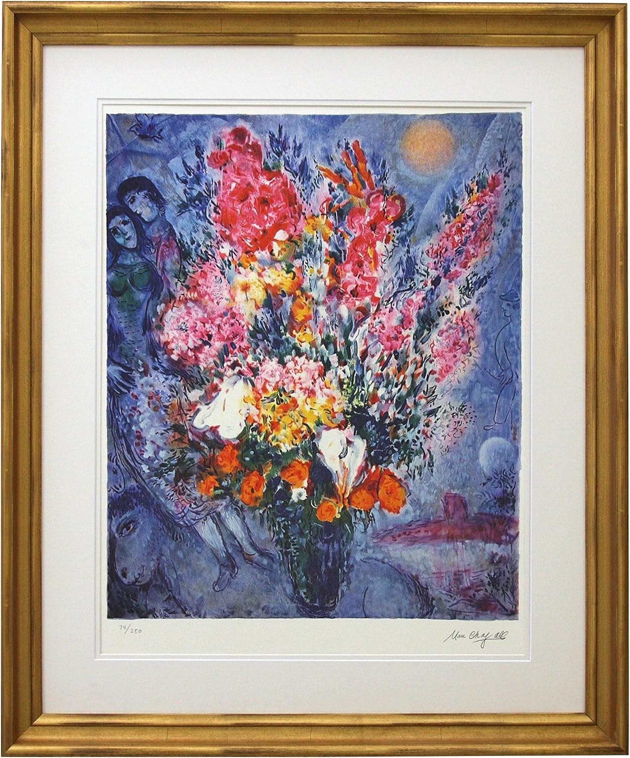 Amazon.com: Marc Chagall 'Blue Bouquet'. Custom framed print on fine ...