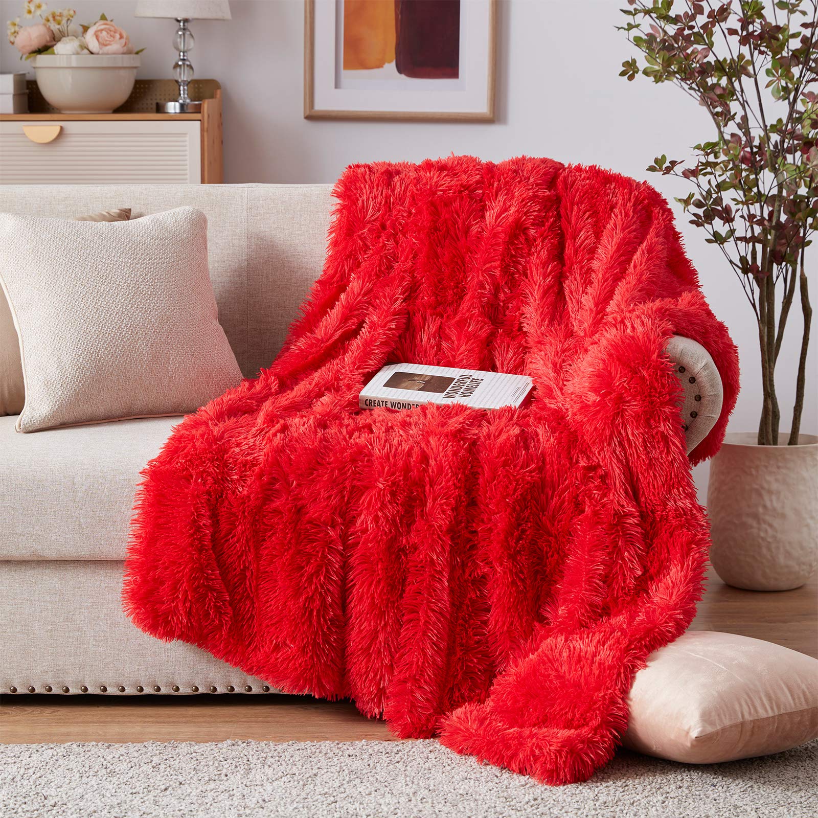 Red Fur Blankets Home Soft Things Colleen Air Brushed Faux Fur Throw