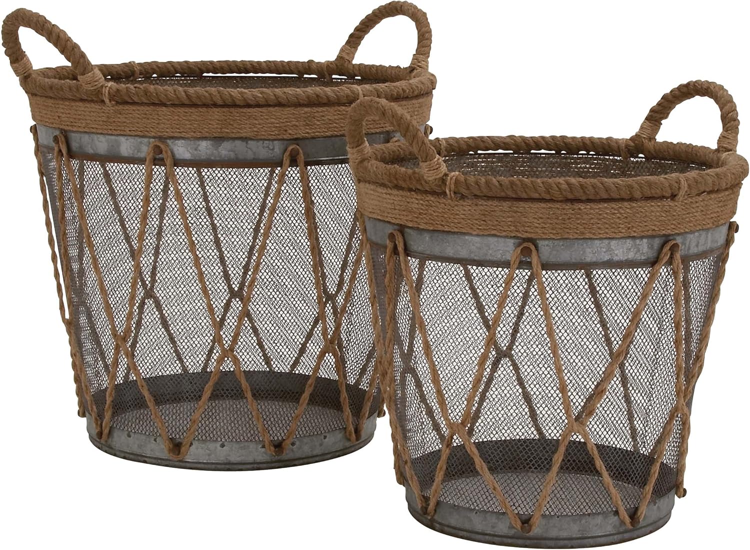 Amazon.com: Metal Burlap Baskets (Set Of 2) : Home & Kitchen