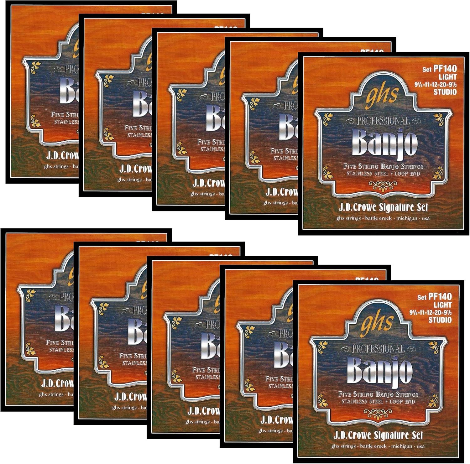 Amazon.com: GHS Strings PF140-10 PACK - J.D. Crowe Signature Series (Studio), 5-String Stainless ...