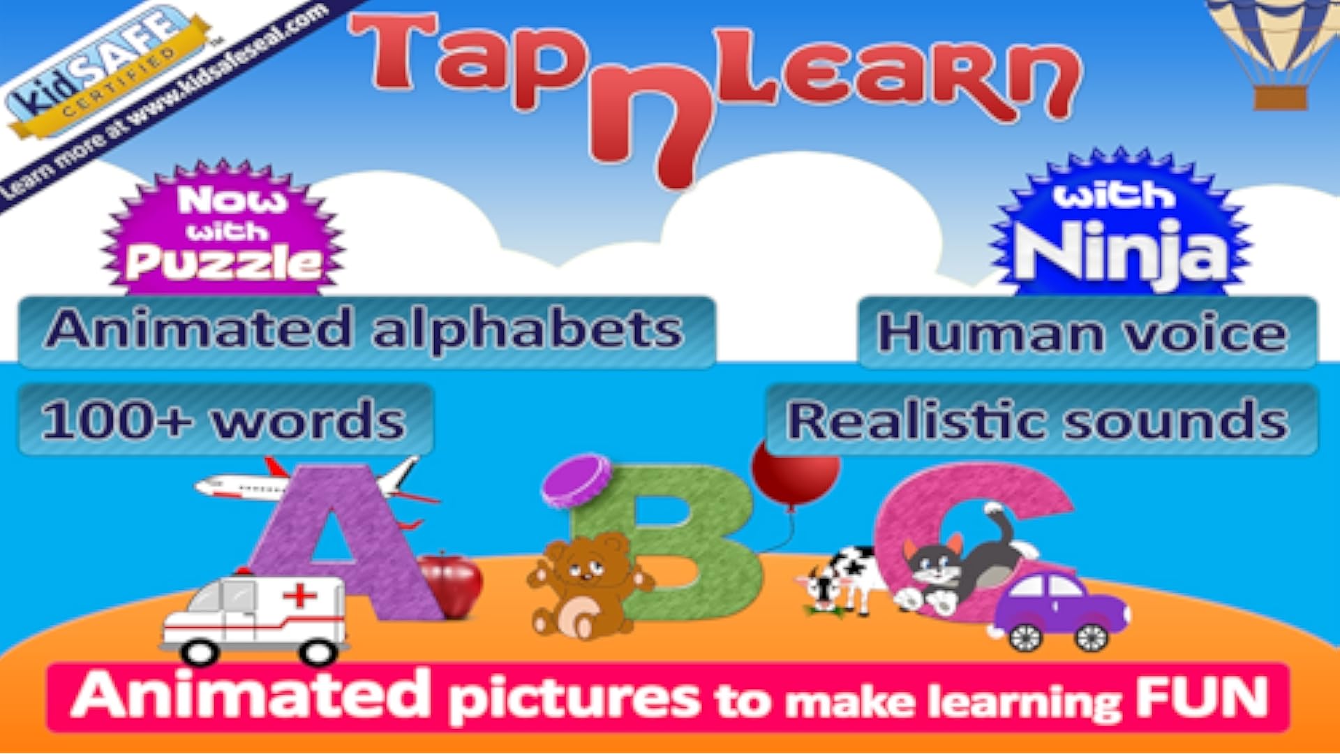 Tap and learn ABC, Preschool kids game to learn alphabets, phonics with animation and sound lite ...
