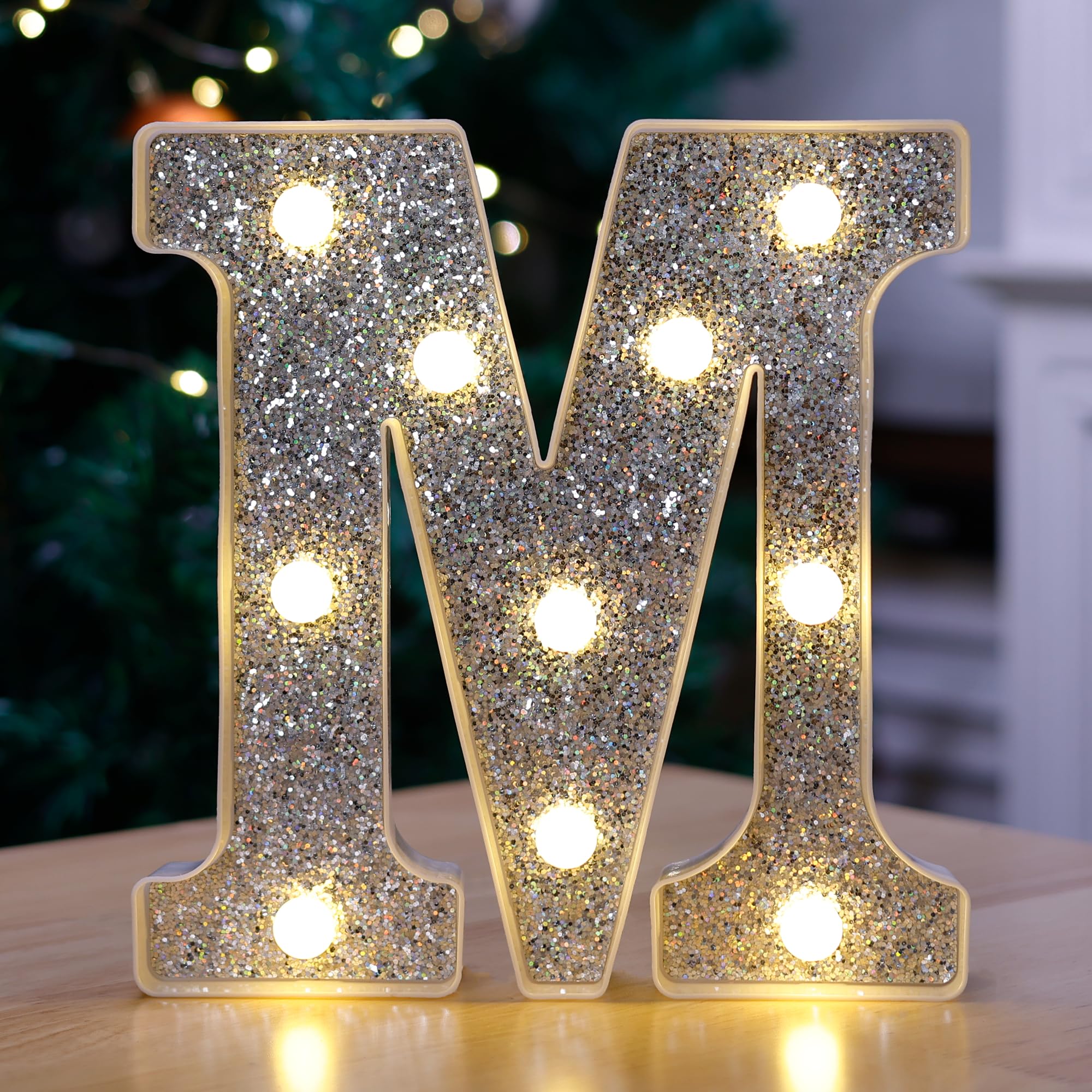 Amazon.com: TEHIBIEN Marquee Light Up Letters, Glitter Silver LED ...