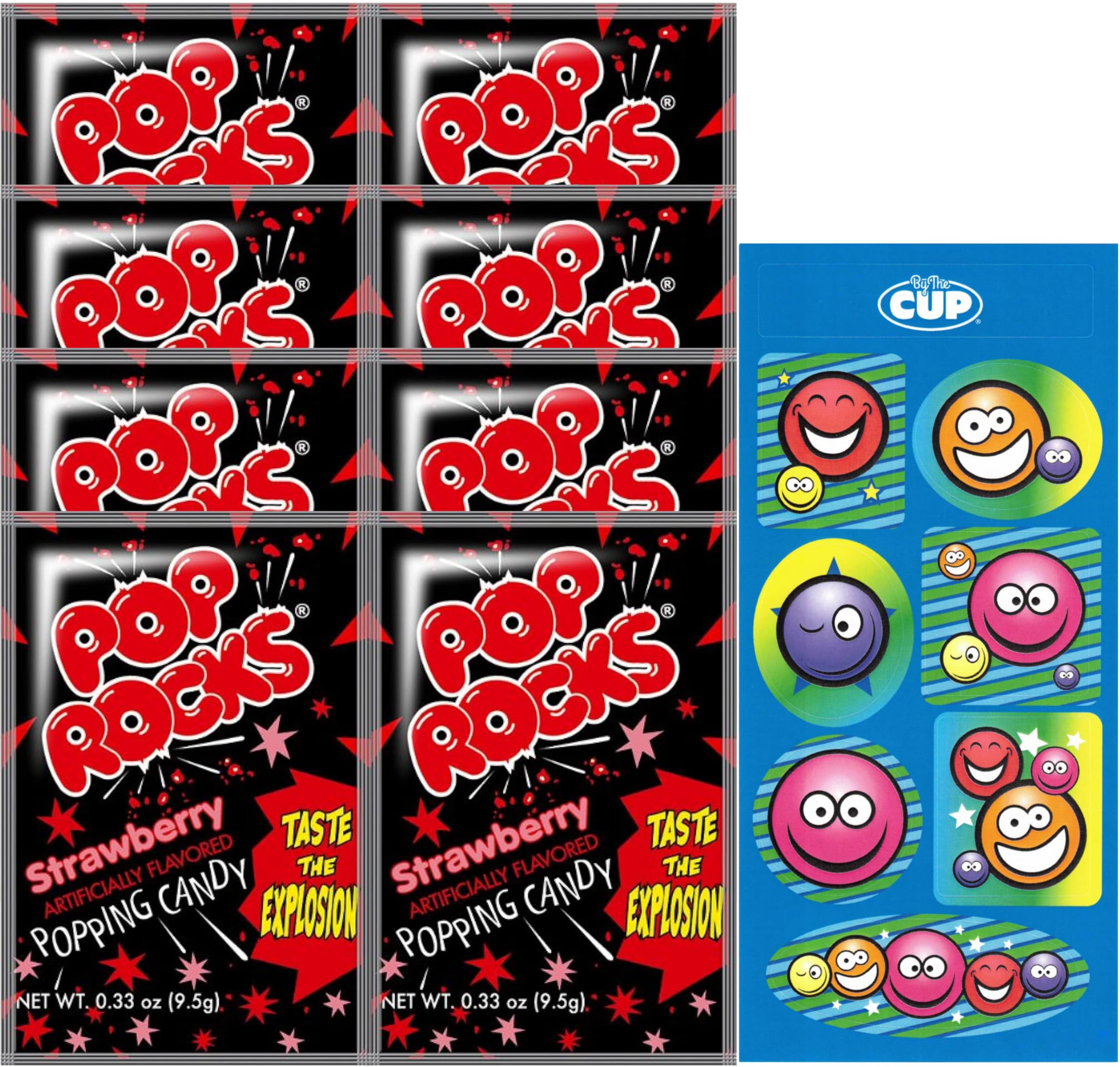 Amazon.com : Pop Rocks Strawberry, 0.33 oz Packets (Pack of 8) with By ...