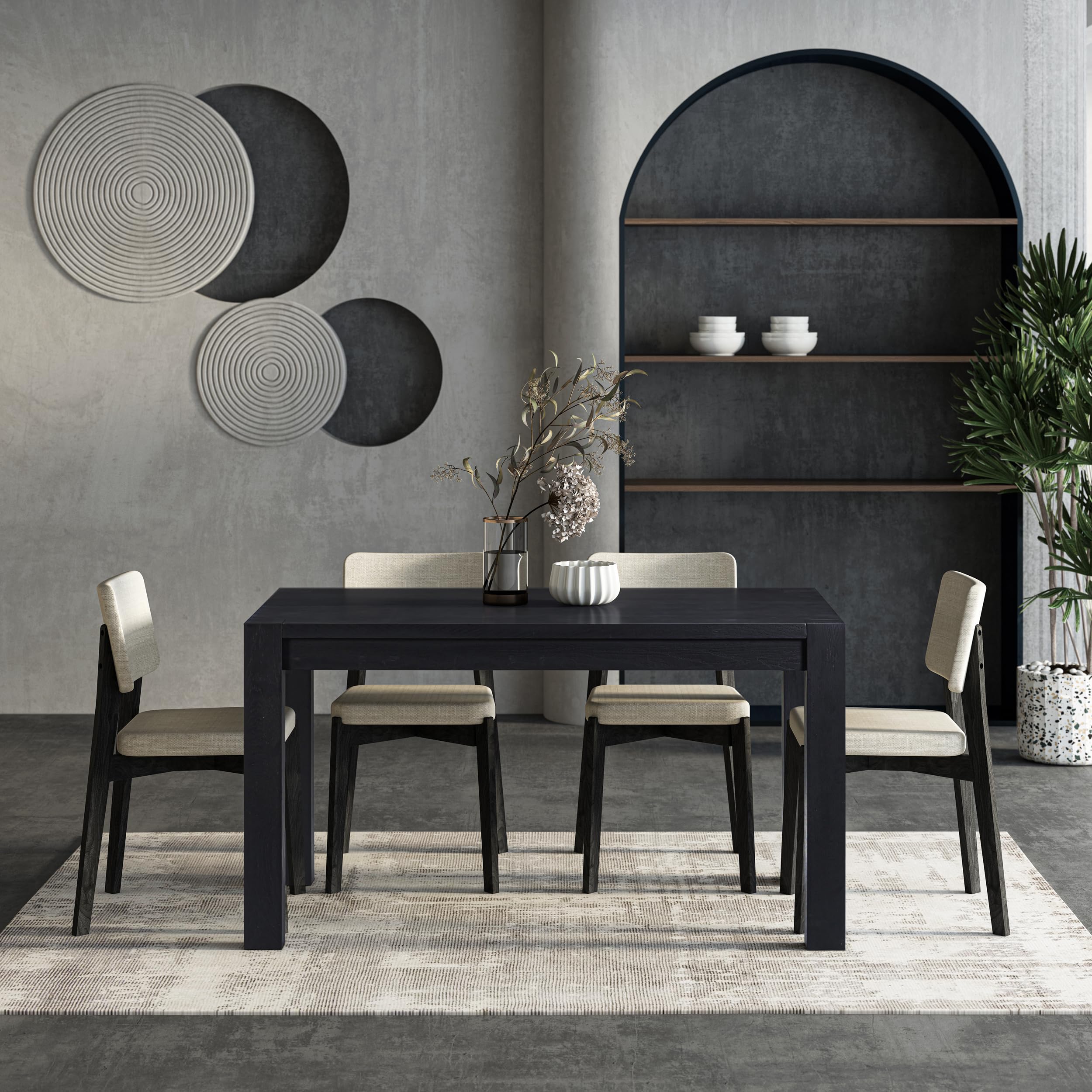 Amazon.com - NTC Block 55 Inch Modern Farmhouse Dining Table ...