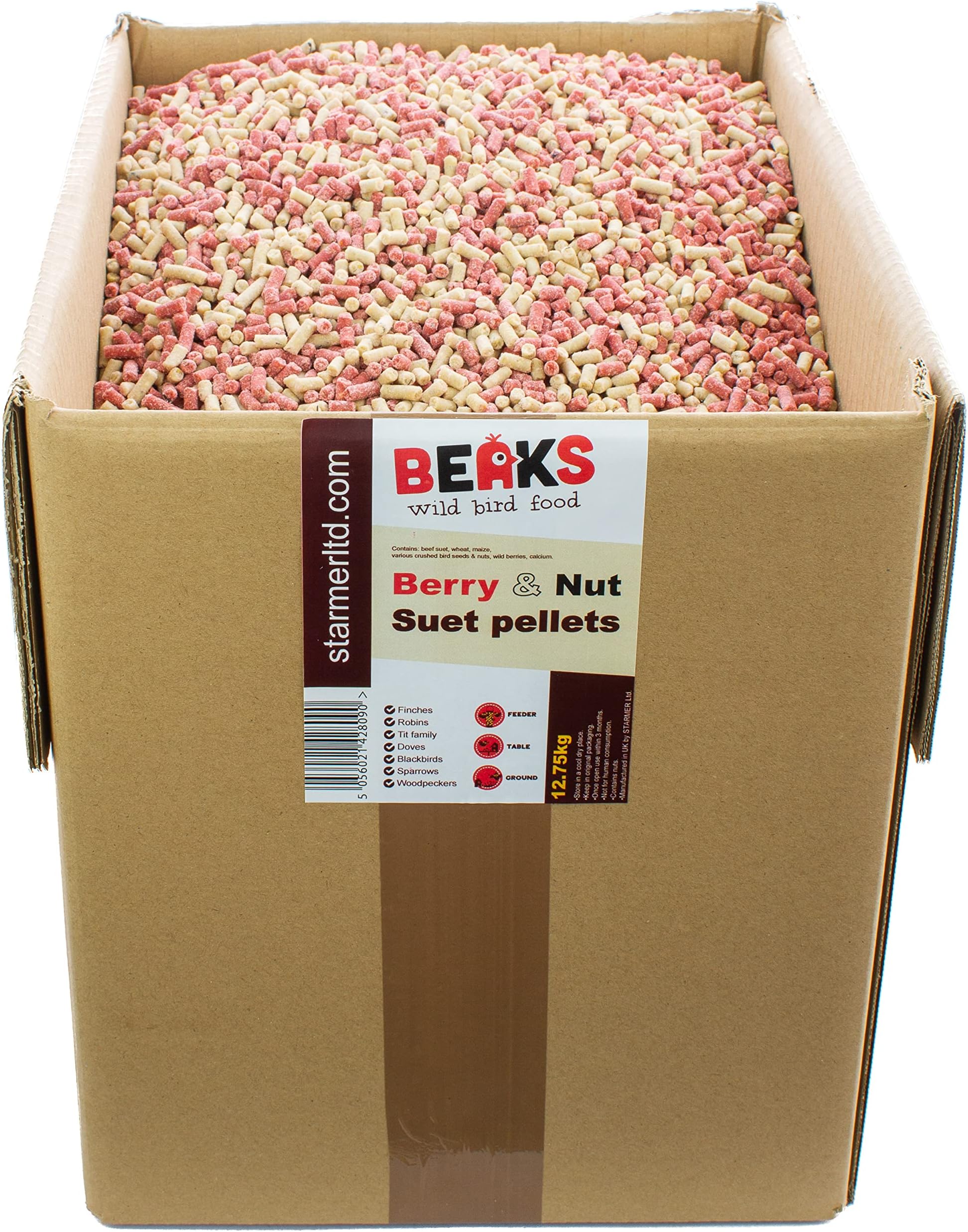 BEAKS BERRY & NUT suet feed pellets for wild birds 12.75kg box with ...