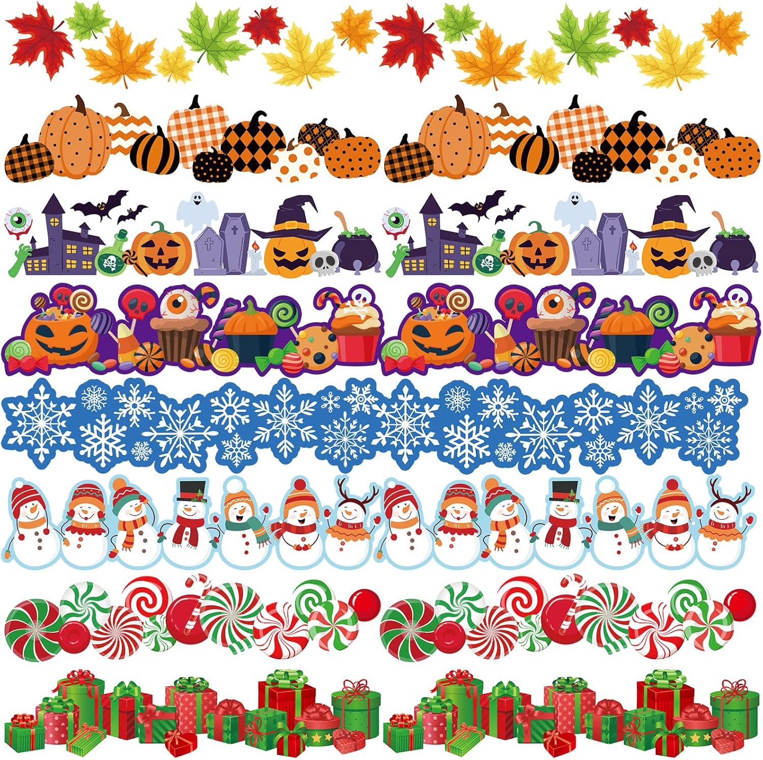 Buy 88 Pieces Seasonal Bulletin Board Borders Stickers Fall Halloween ...