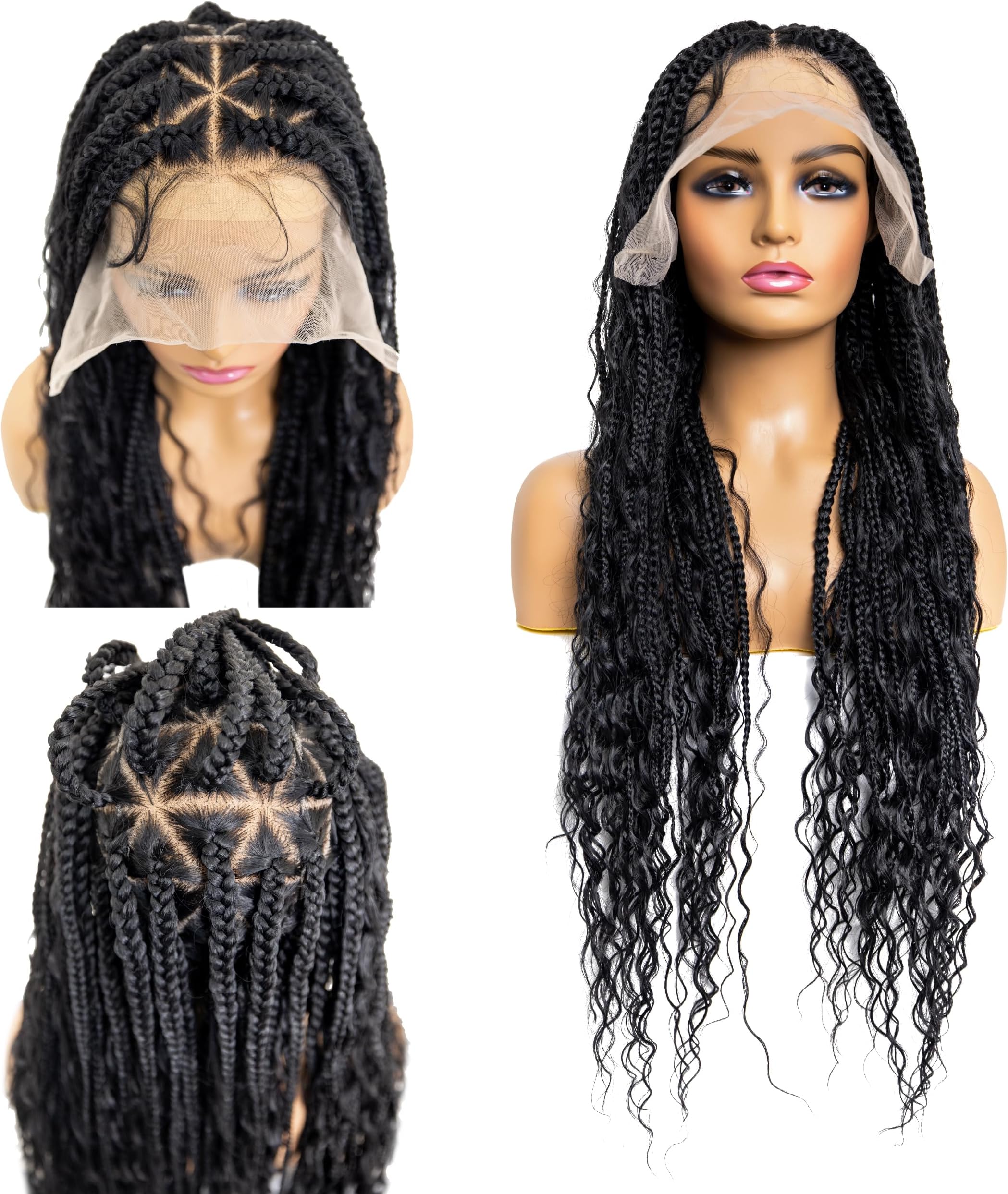 Amazon.com : PIB 24” Single Full Lace Braid Wig – Micro Boho Deep Wave ...