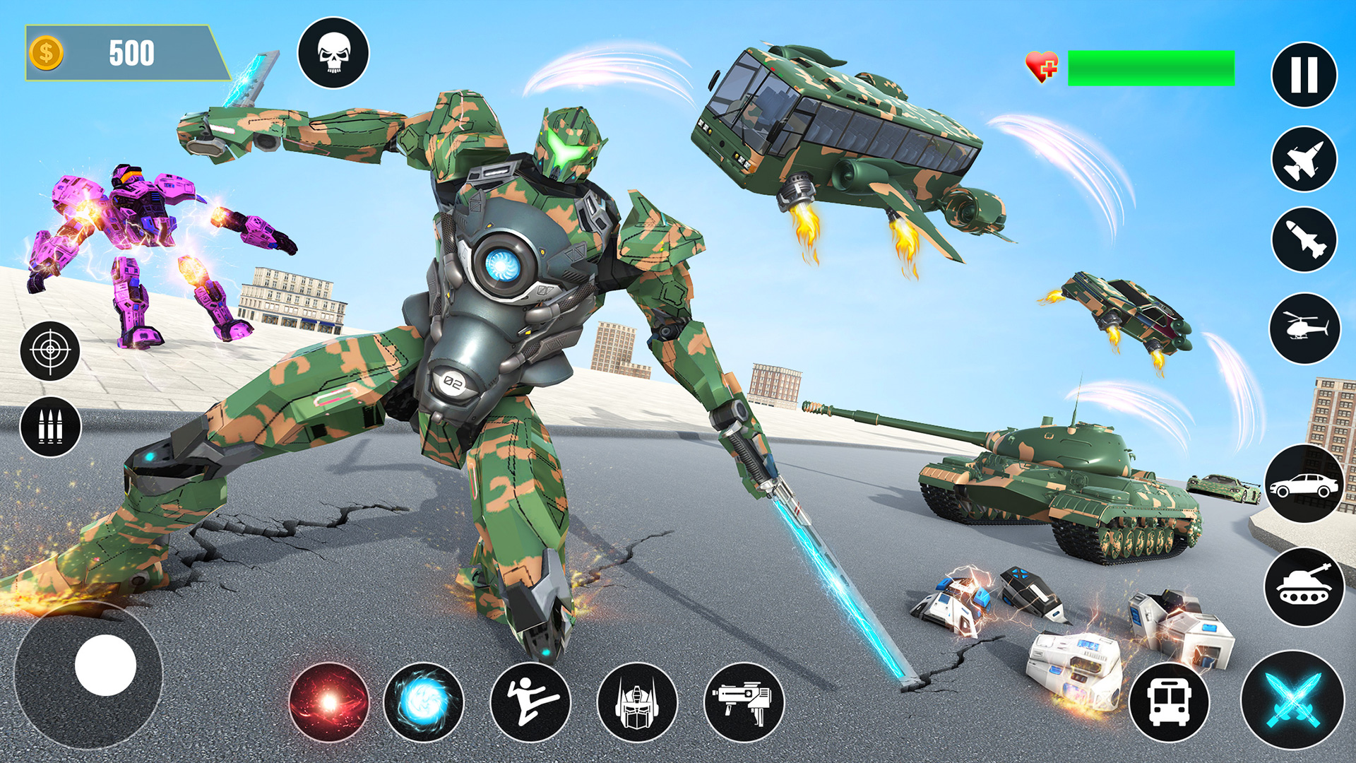 US Army Robot Tanks Of War Robot Transform Flying School Bus ...