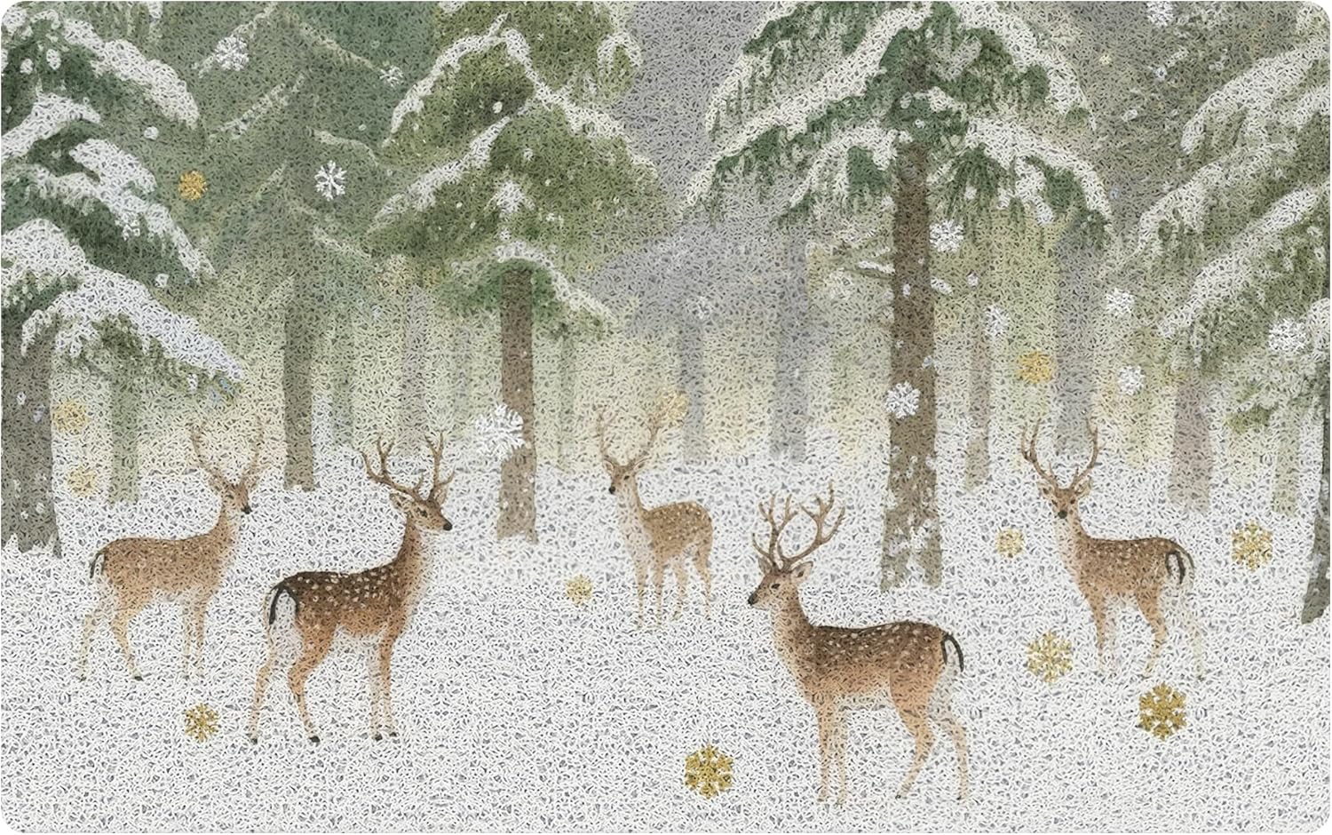 Amazon.com: WUCHJ Christmas Winter Reindeer Door Mat, Winter Forest ...
