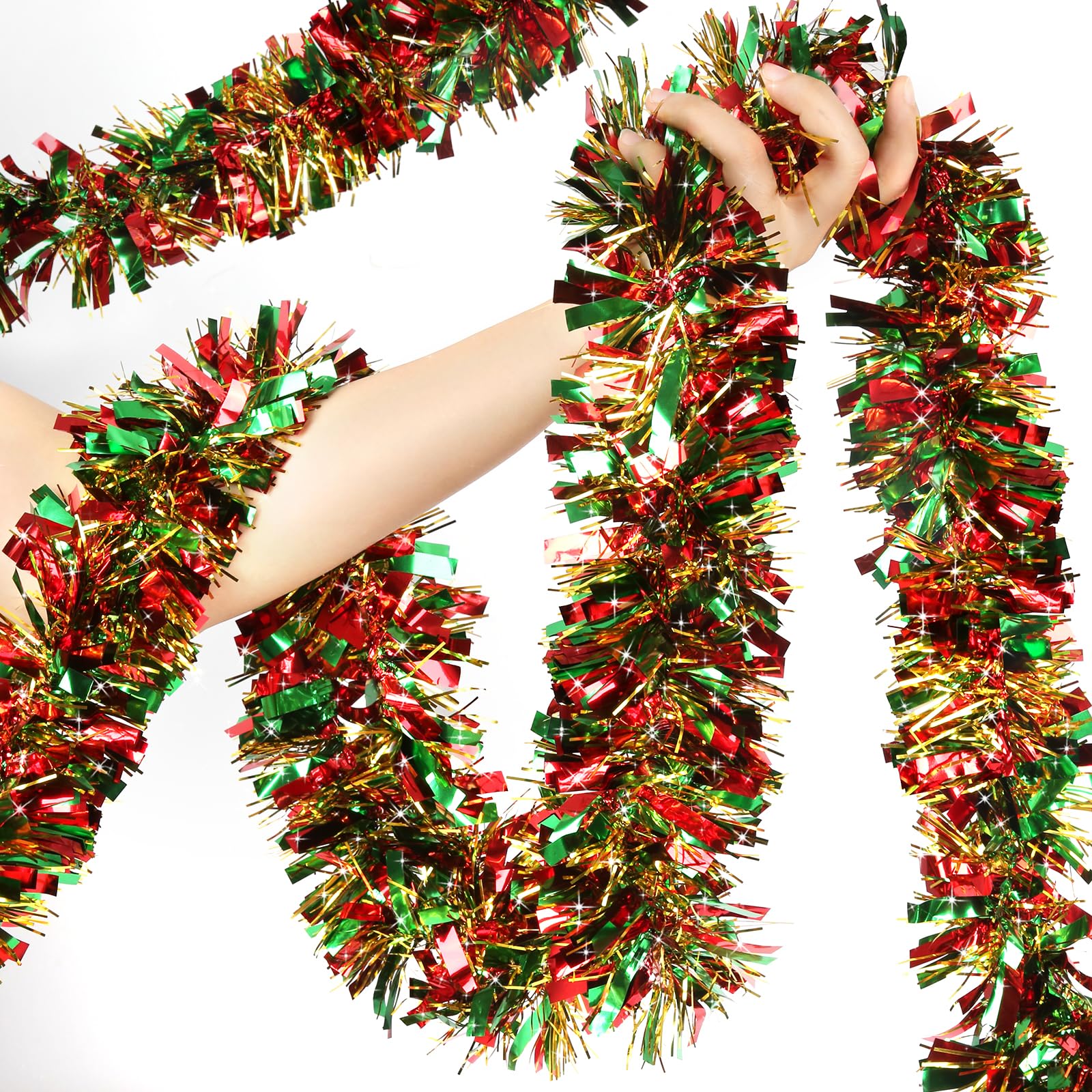 Amazon.com: 50 FT Christmas Tinsel Garland Metallic Tinsel Twist ...