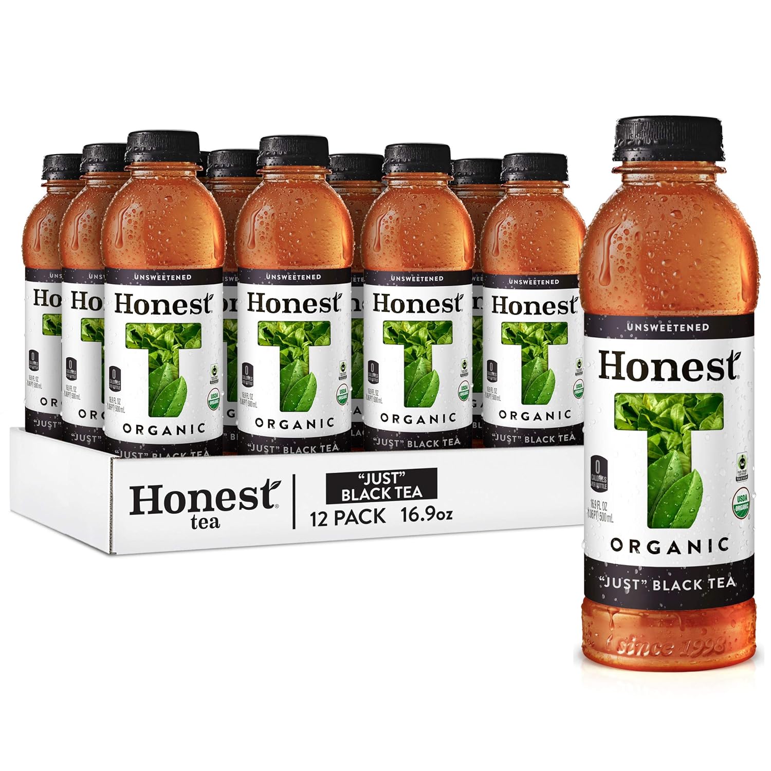 Amazon.com : HONEST TEA Organic Just Black Unsweetened Tea 12 Pack, 16 ...