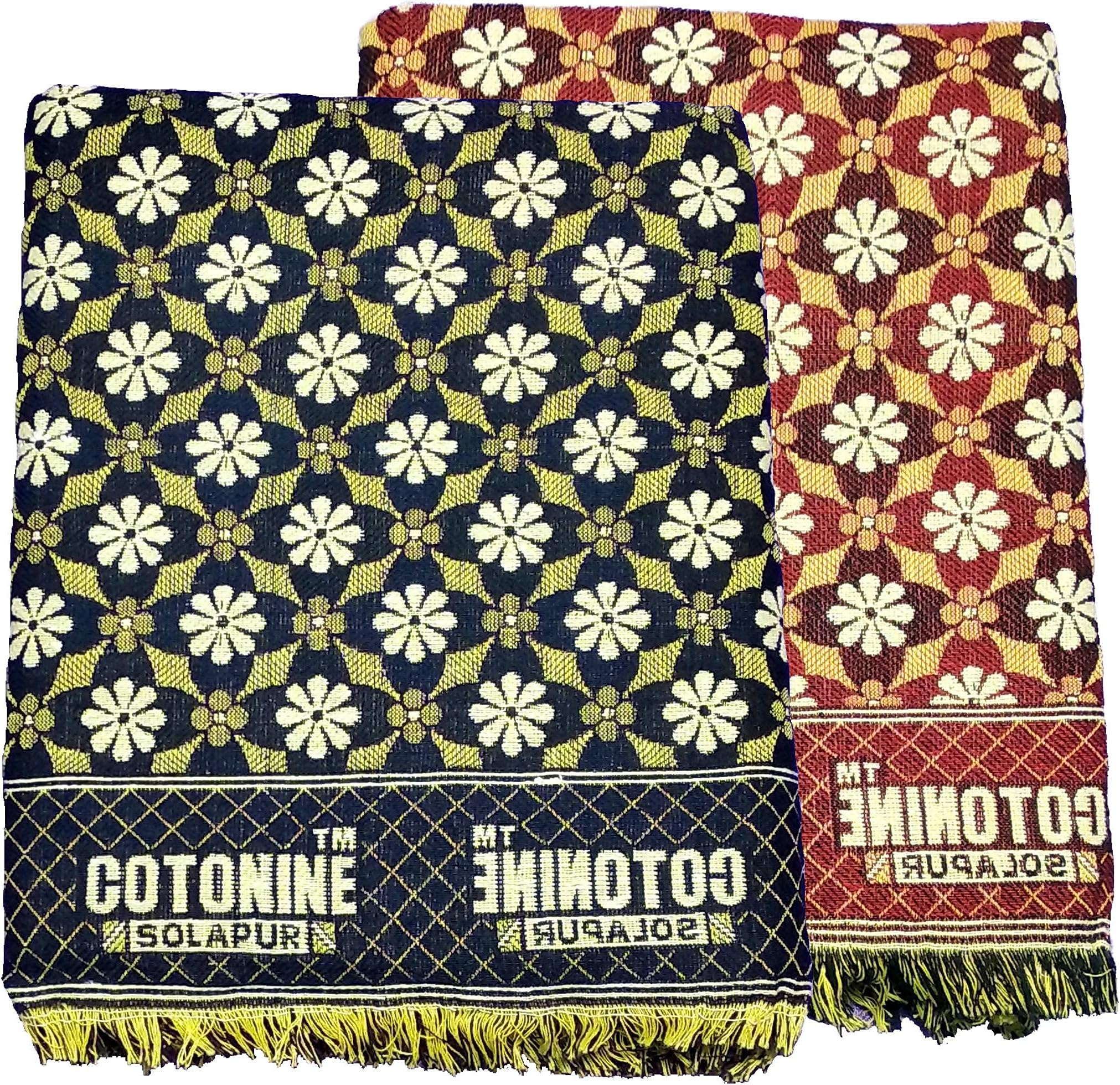Buy Cotton Colors Floral, Motifs, Self Design Solapuri Chaddar/Blanket ...