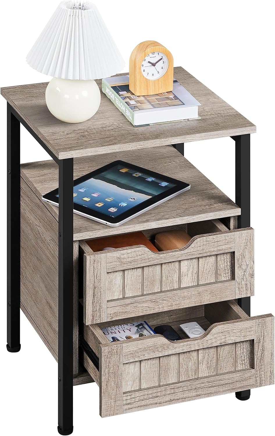 Amazon.com: Yaheetech Nightstand with 2 Drawers and Open Shelf, Bedside ...