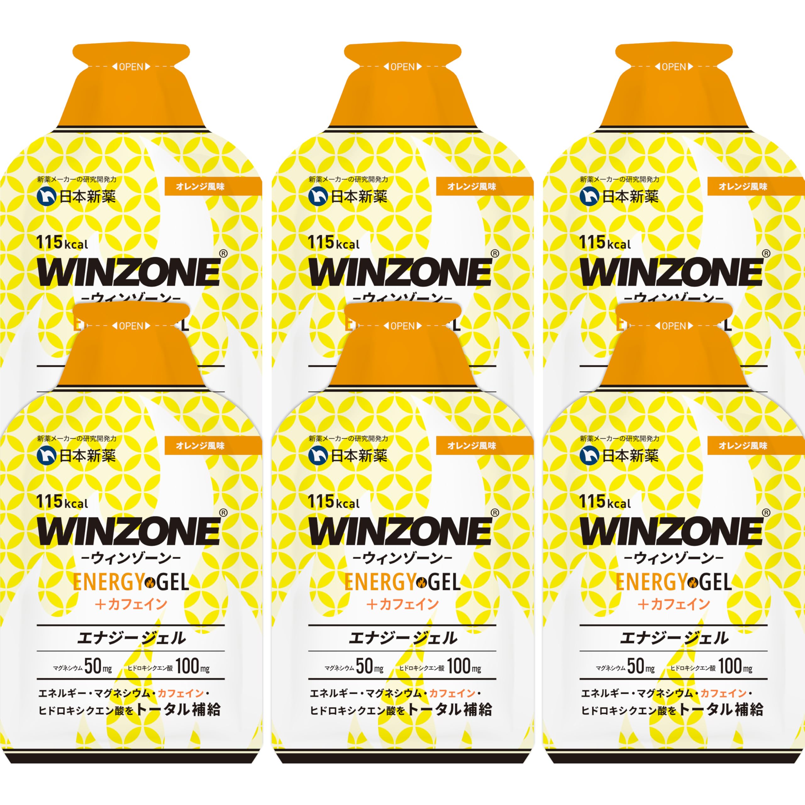 Amazon.co.jp: 日本新薬 WINZONE（ウィンゾーン）フルマラソン完走セット エナジージェル オレンジ風味 6袋 マラソン 補給 ...