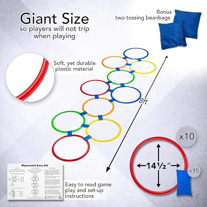 Buy GETMOVIN SPORTS Hopscotch Ring Set with 2 Premium Beanbags Giant ...