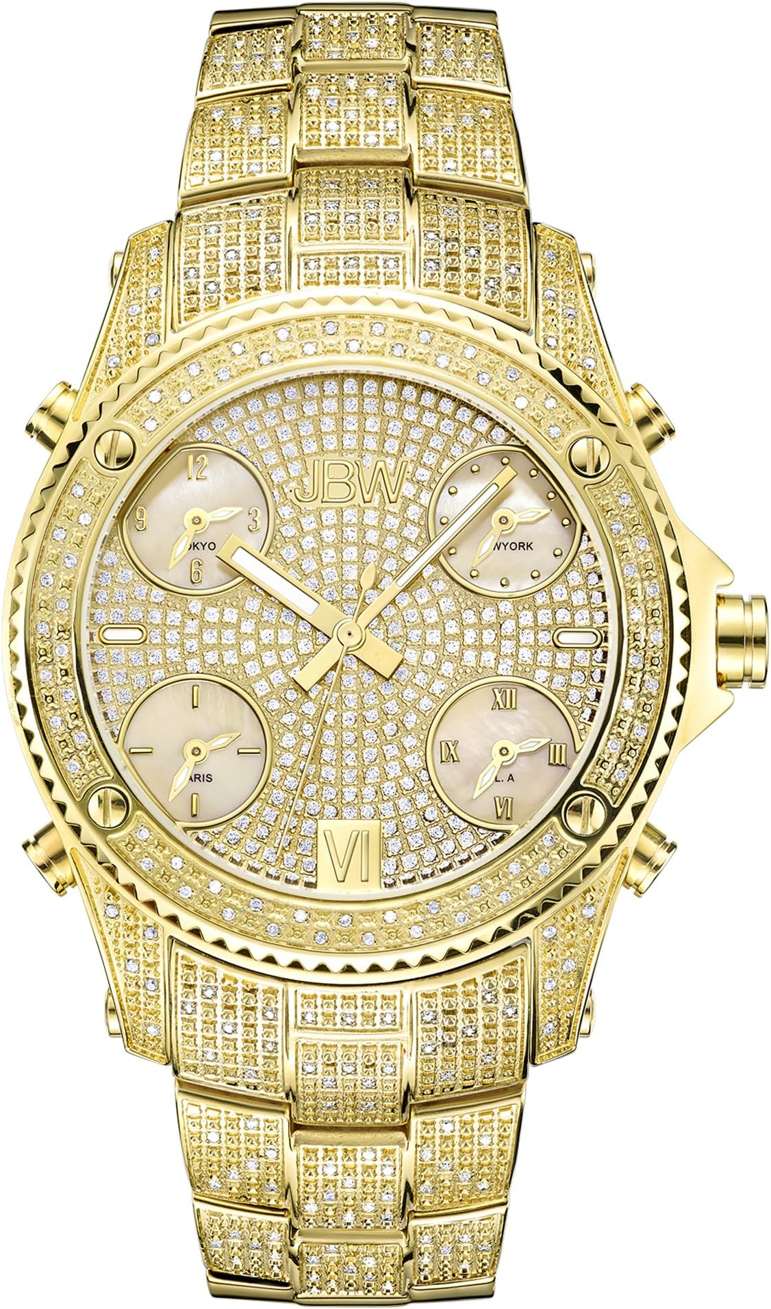JBW Stainless Steel Men's Jb-6213-A Jet Setter Gold Five Time Zone ...