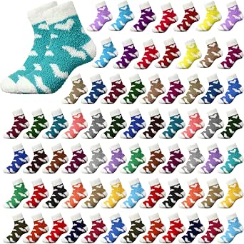 Toulite 72 Pairs Homeless Fuzzy Socks Bulk for Women Christmas Winter ...