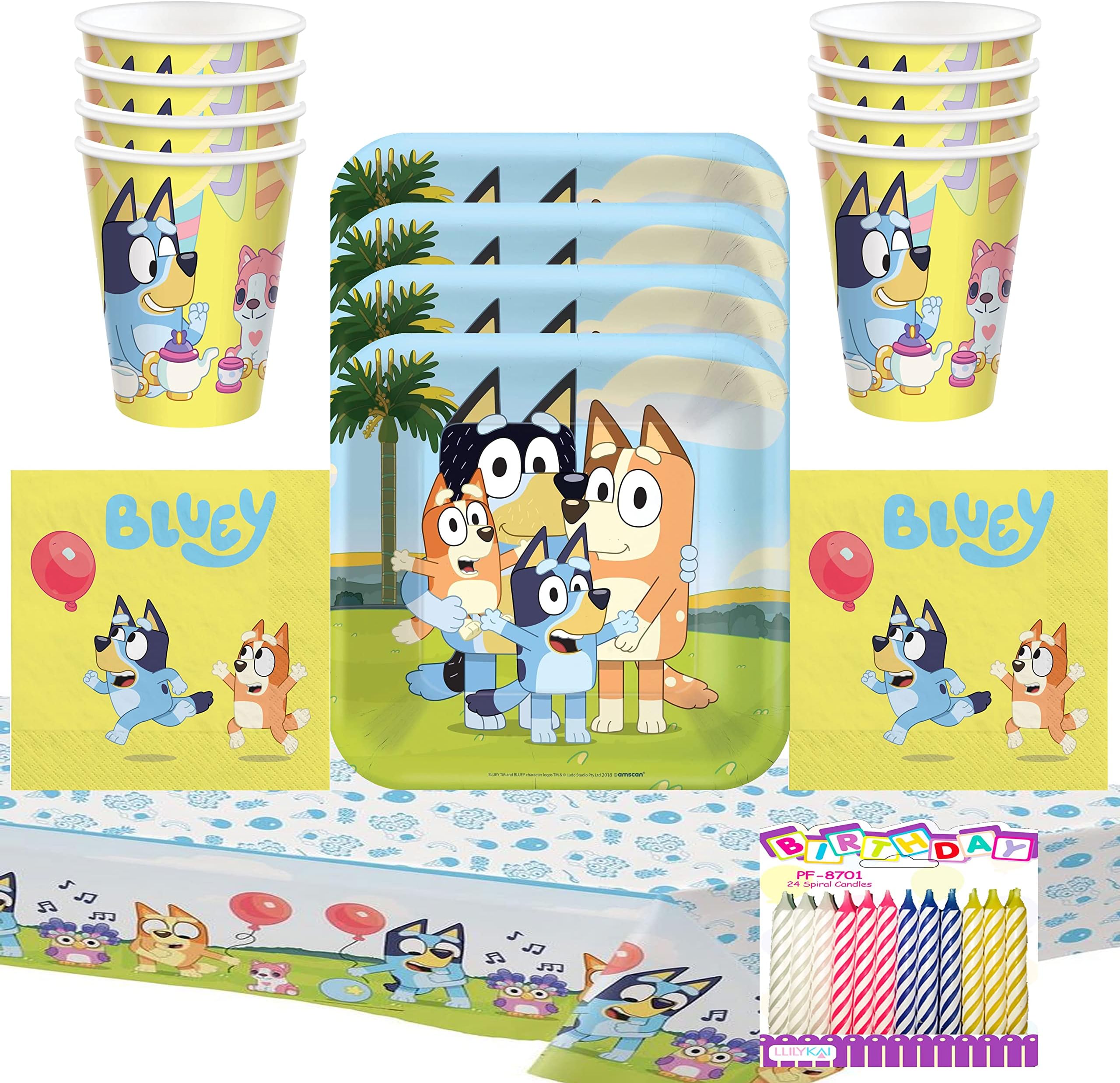 Amazon.com: Bluey Party Supplies Pack Serves 16: Bluey Birthday Party ...