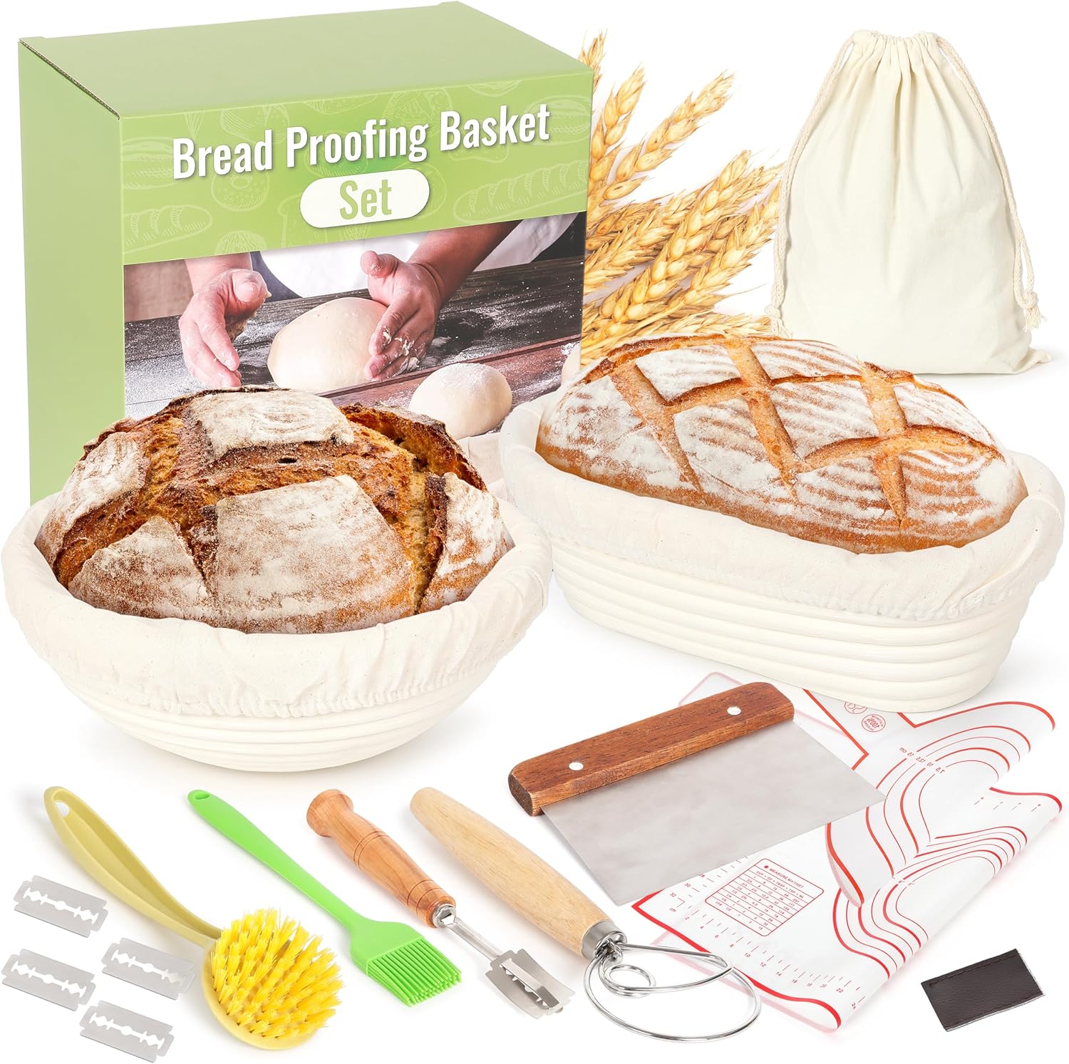 Amazon.com: Bread Banneton Basket Proofing for Sourdough: Latiiz 9In ...