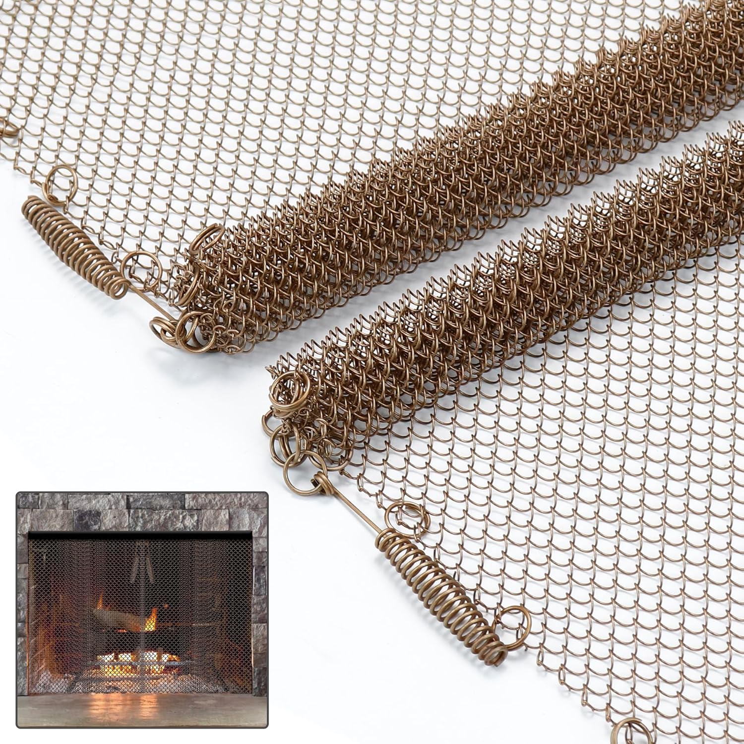 Amazon.com: Memrita Fireplace Mesh Screen Curtain, 2 Packs Spark Guard ...