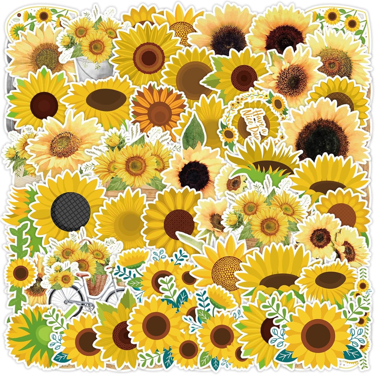 Amazon.com: 50PCS Sunshine Sunflower Stickers, Sunflower Stickers ...