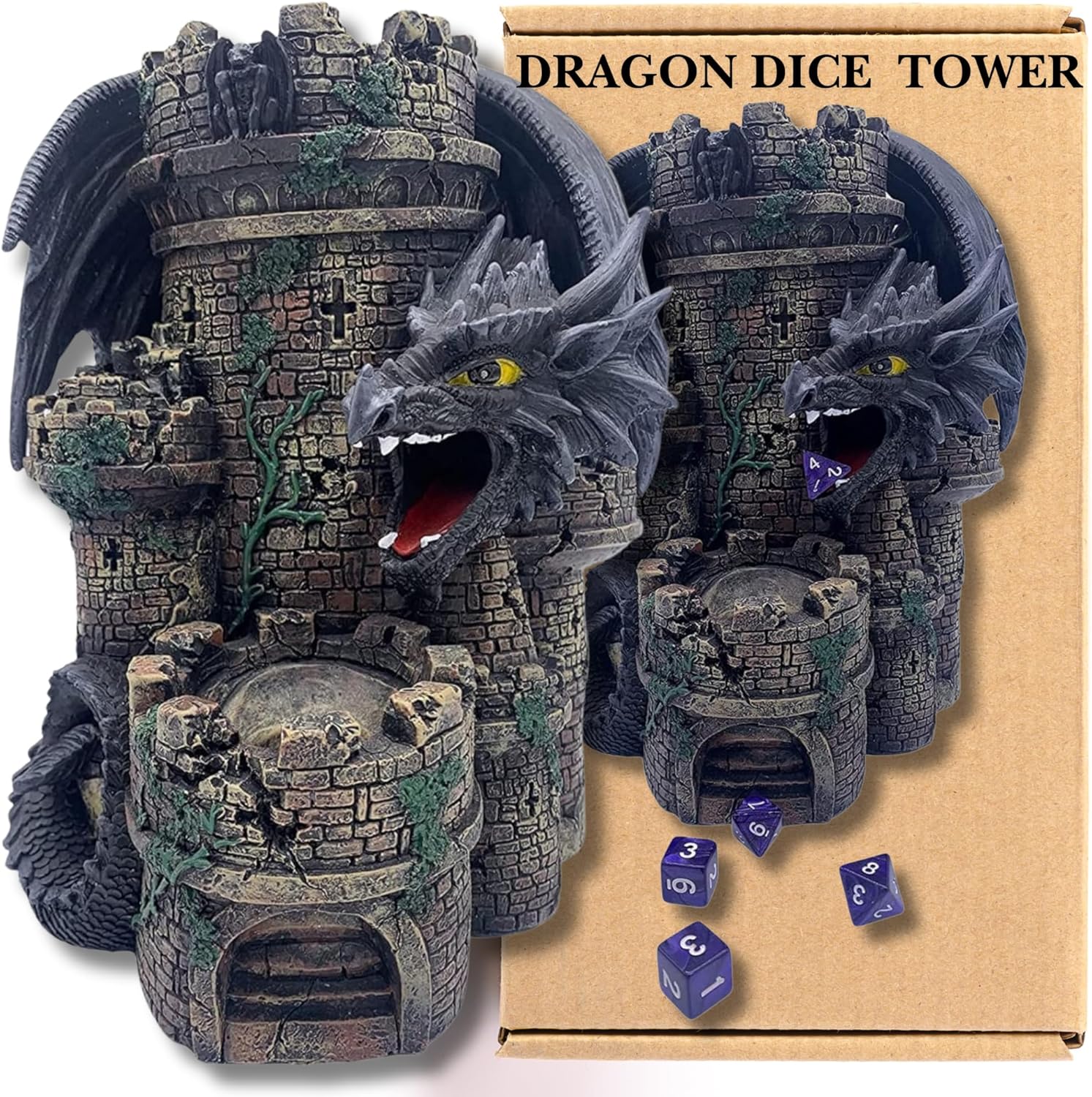 Grinning Gargoyle Black Dragon's DnD Dice Tower for Rolling Dice - Hand ...