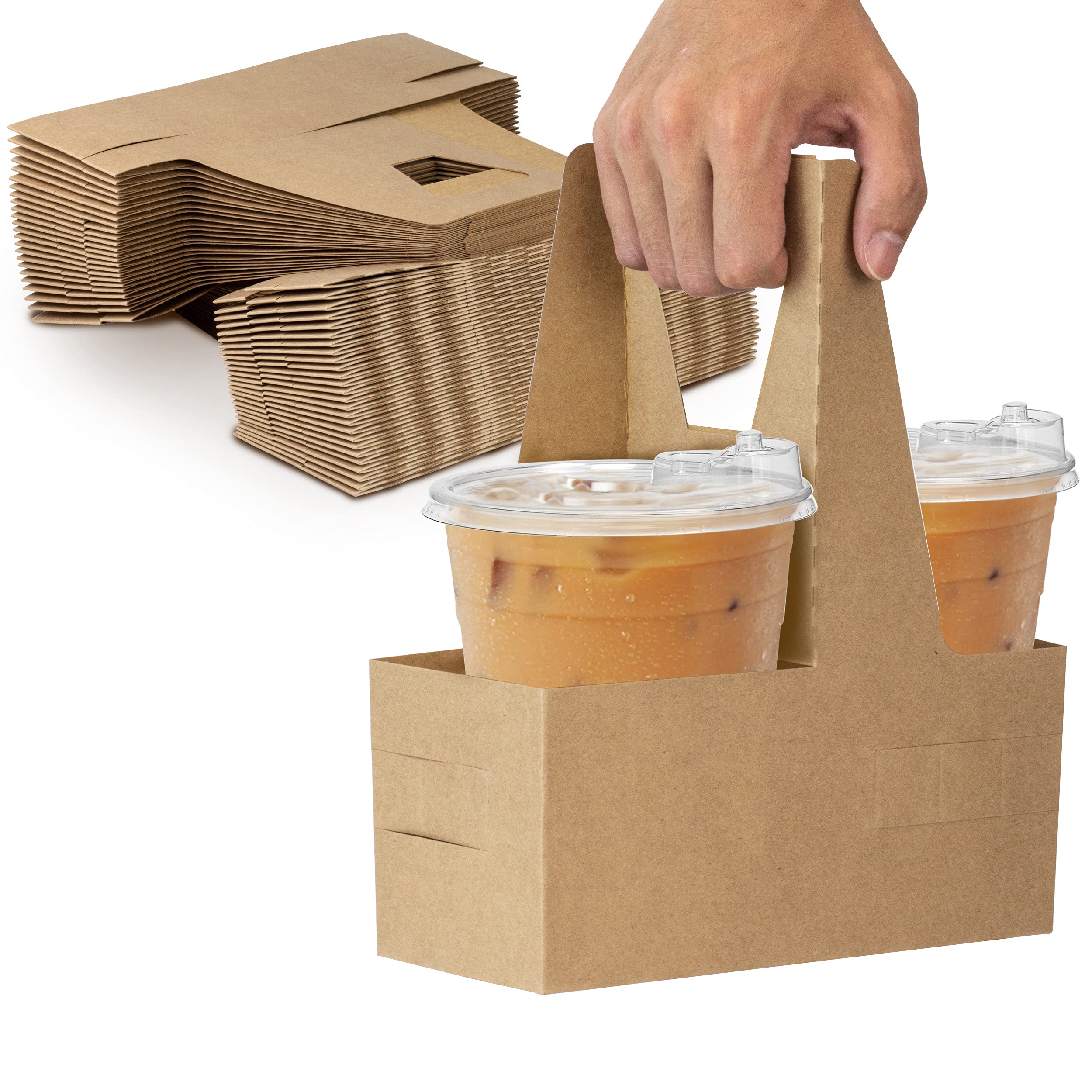 Buy 250 Pack 2 Cup Drink Carrier With Handle Kraft Paperboard buy-250-pack-2-cup-drink-carrier-with-handle-kraft-paperboard