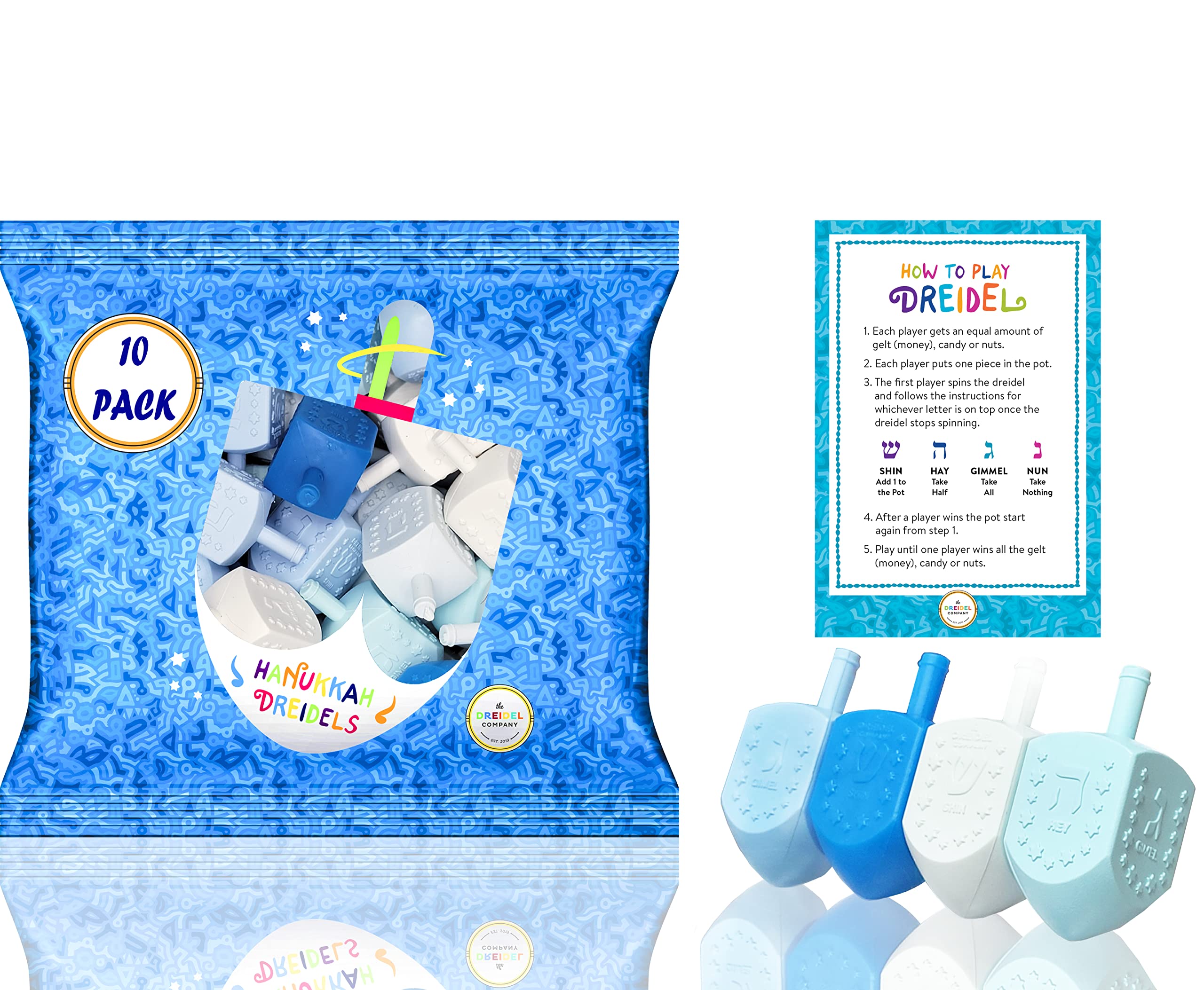 Amazon.com: The Dreidel Company Hanukkah Blue and White Plastic Pastel ...