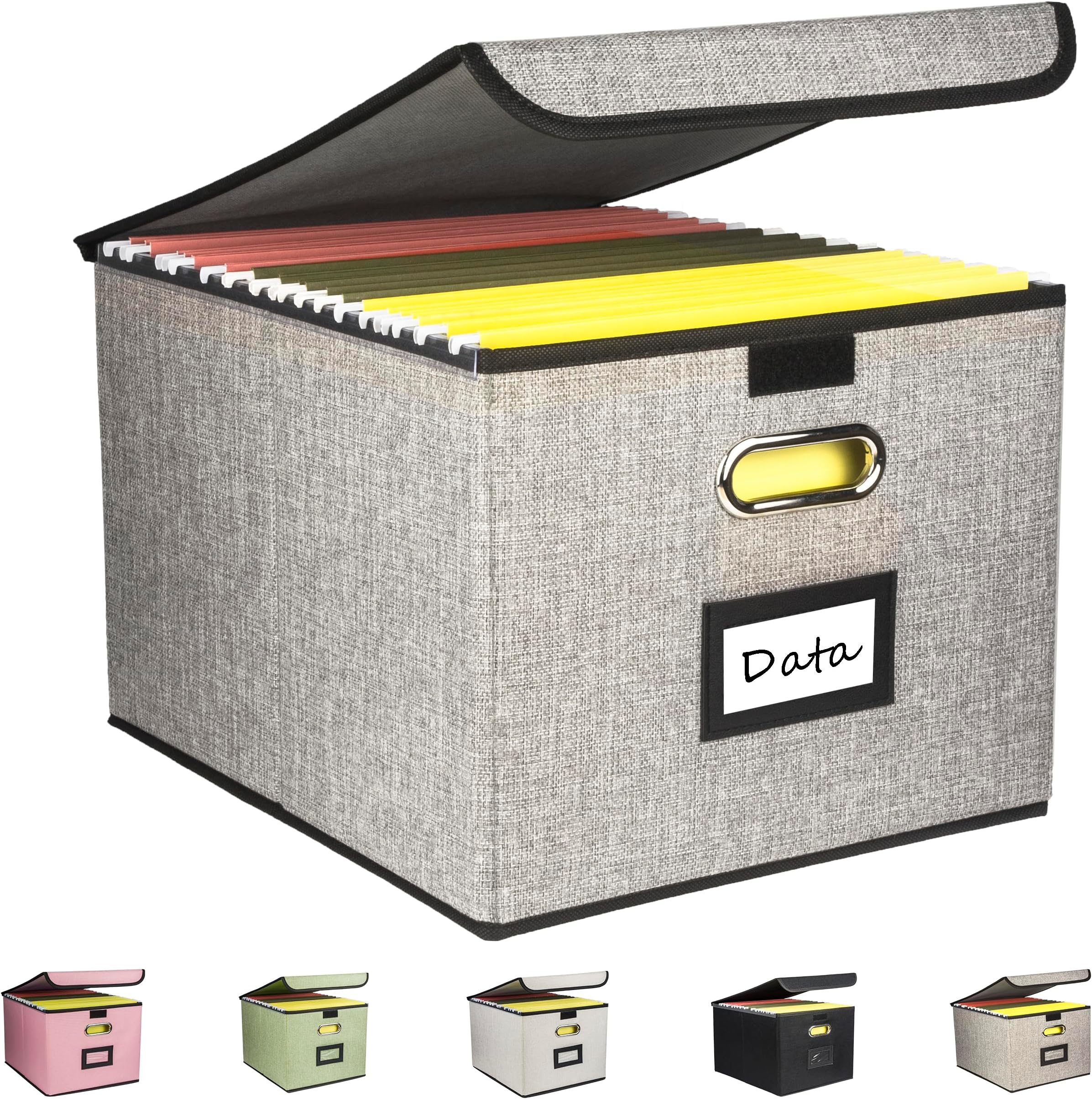 Amazon.com: Forlogic File Organizer Box with lid, Collapsible Linen ...