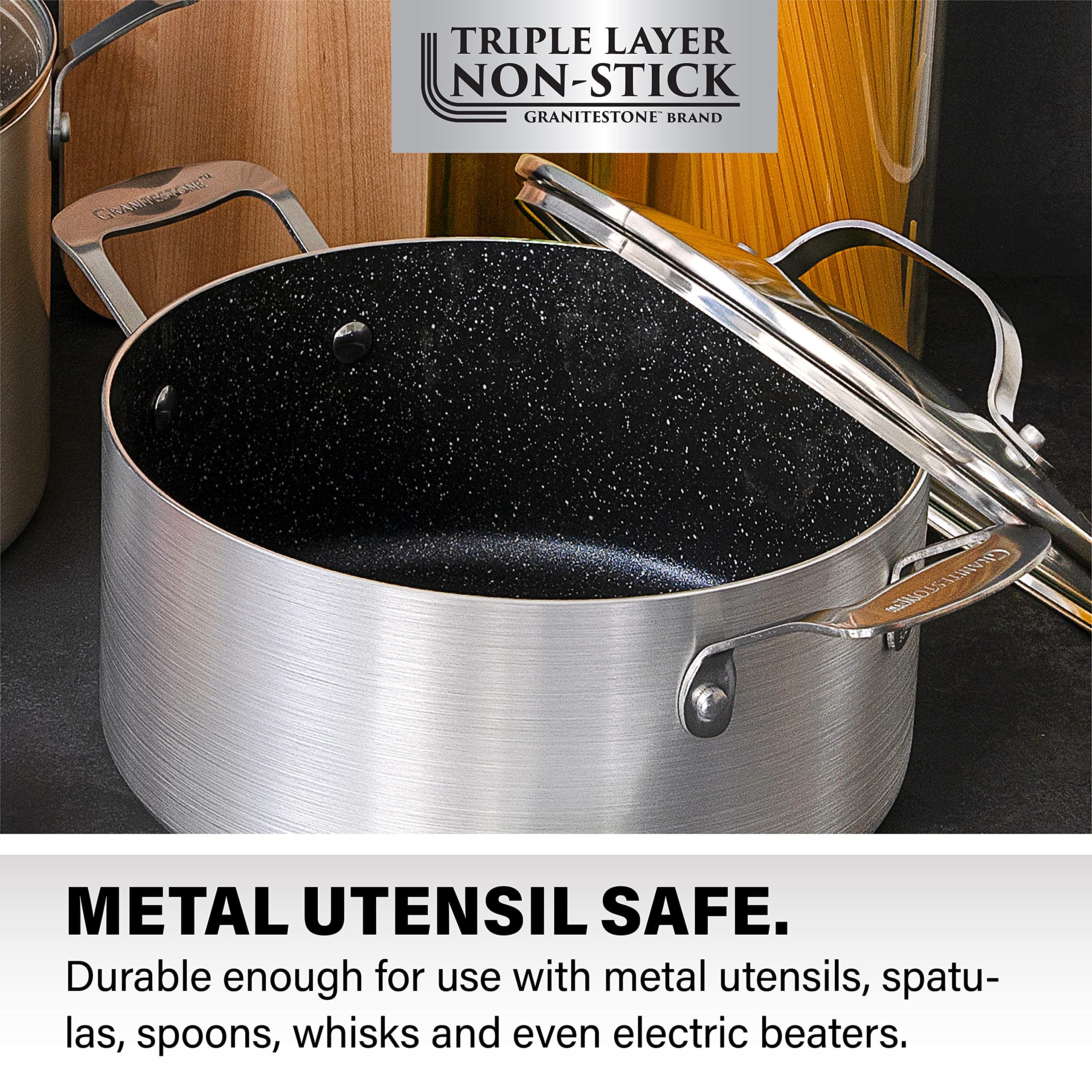 Snapklik.com : Granitestone 5 Quart Stock Pot Nonstick Coating Hard ...