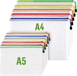 Amazon.com : 5 Pack Mesh Zipper Pouch Bags A5 and 10 Pack Mesh Zipper ...