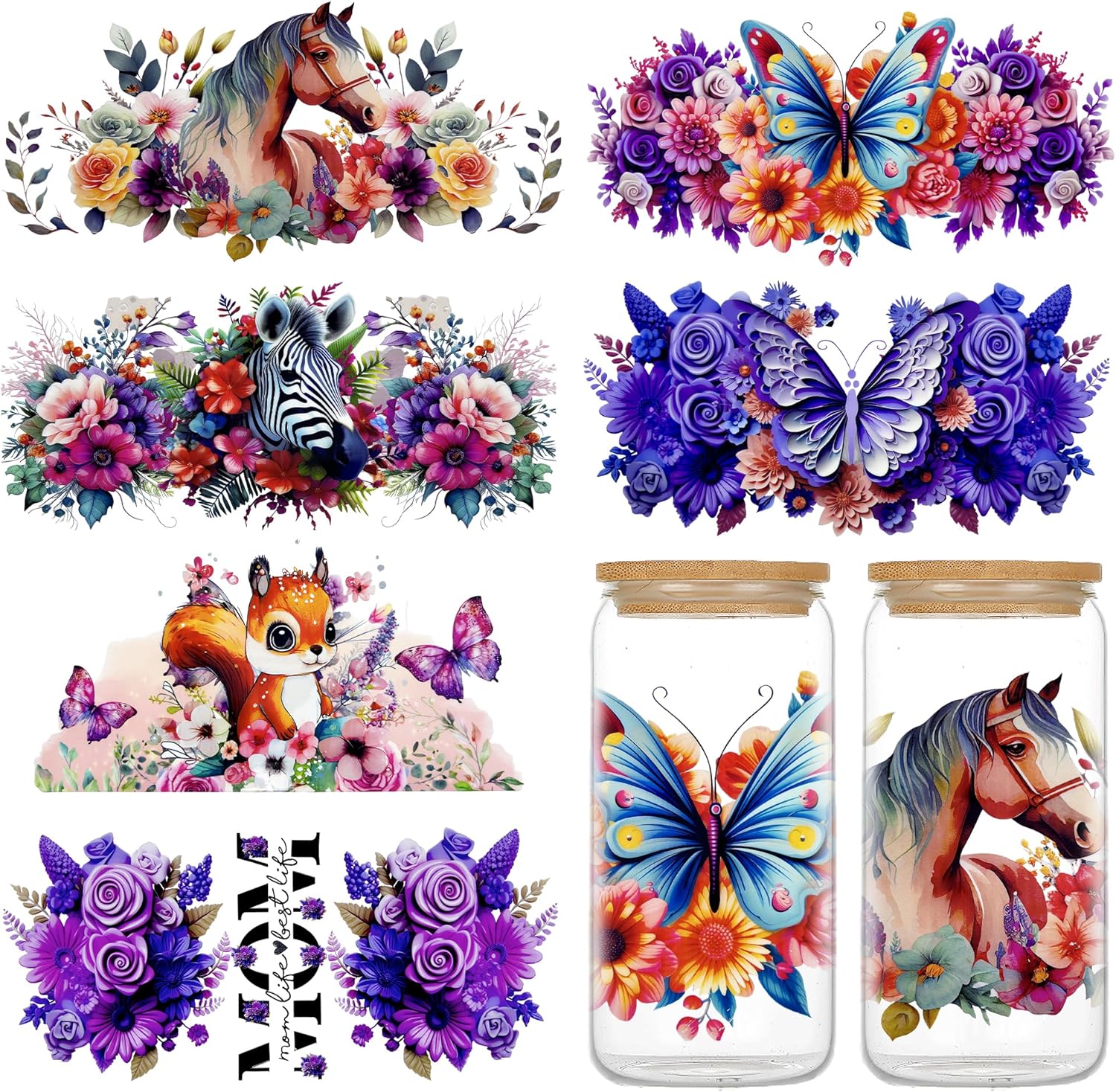 Amazon.com: Uv Dtf Cup Wraps for 16 Oz-6 Sheets Animal Uv Dtf Cup Wrap ...