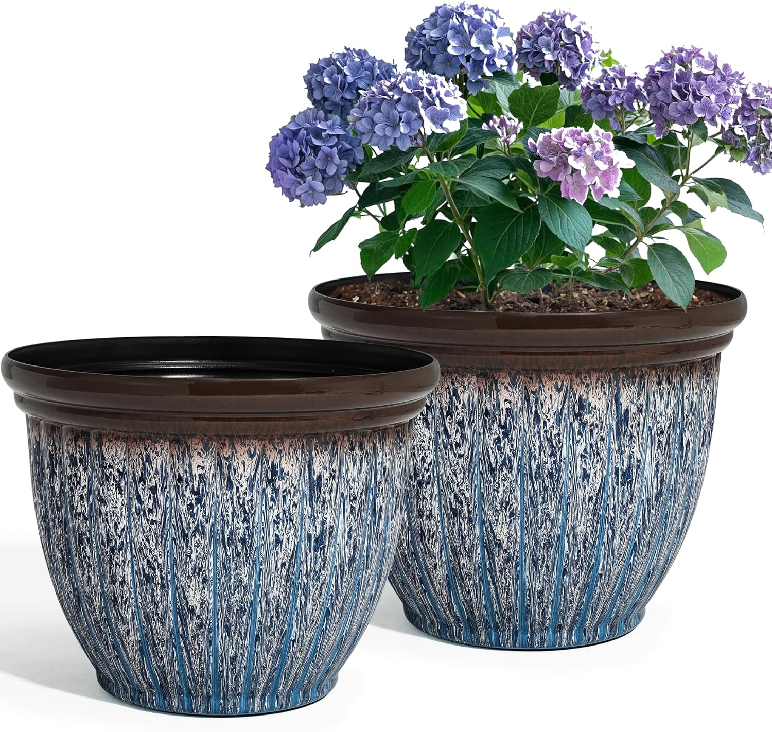 Amazon.com : Ultym 15" D Large Flower Pots, 2-Pack Big Planters for Indoor Outdoor Plants, UV ...