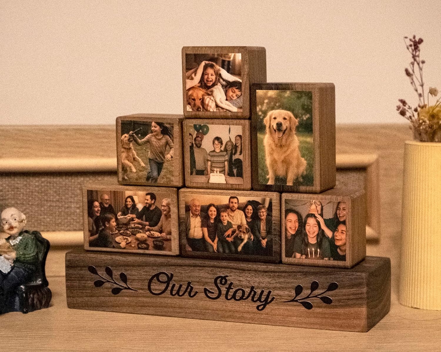 Amazon.com: Personalized Walnut Photo Blocks Tabletop Decor | UV ...