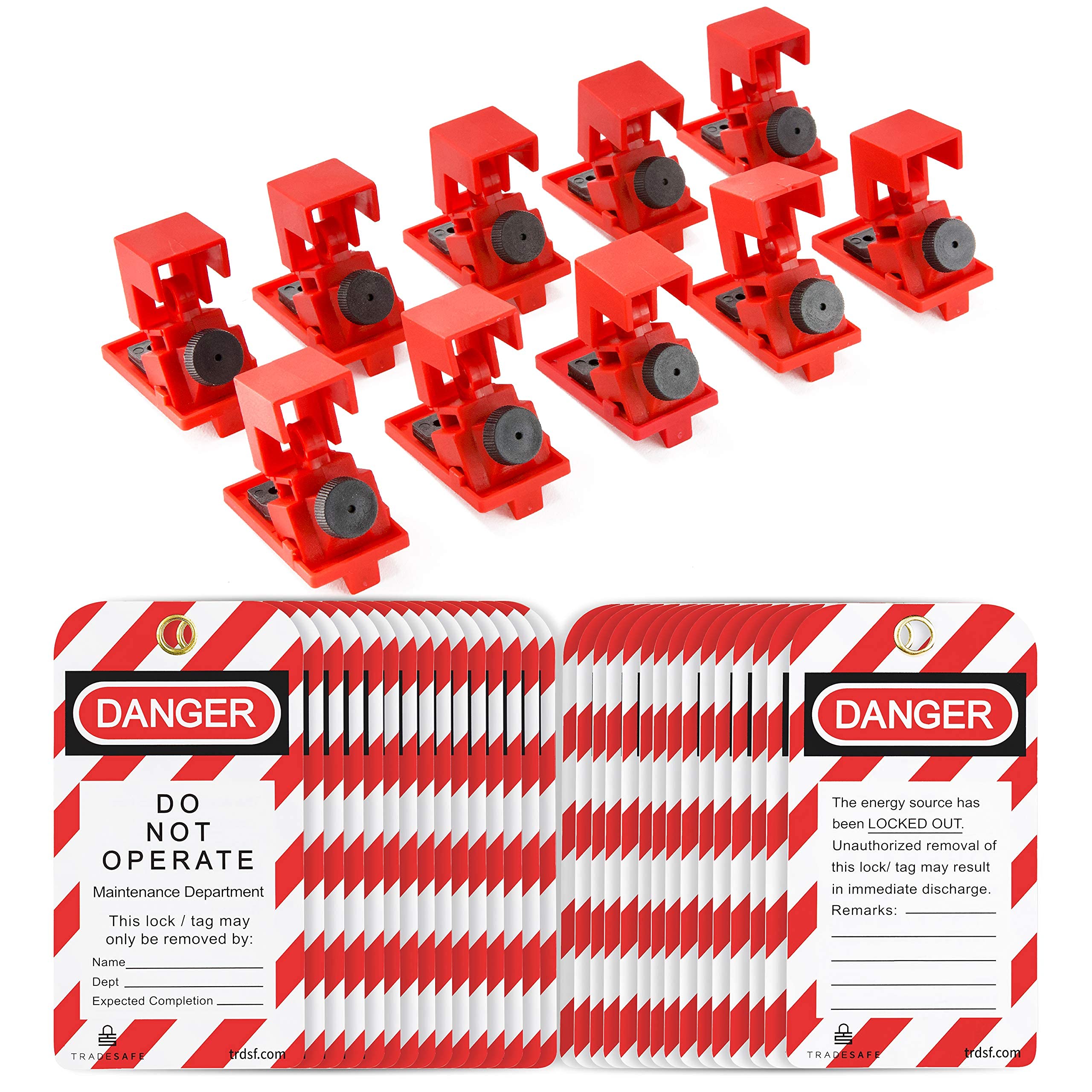 Lock Out Tag Out Kit 10-Pack Circuit Breaker Lockout Devices - OSHA ...