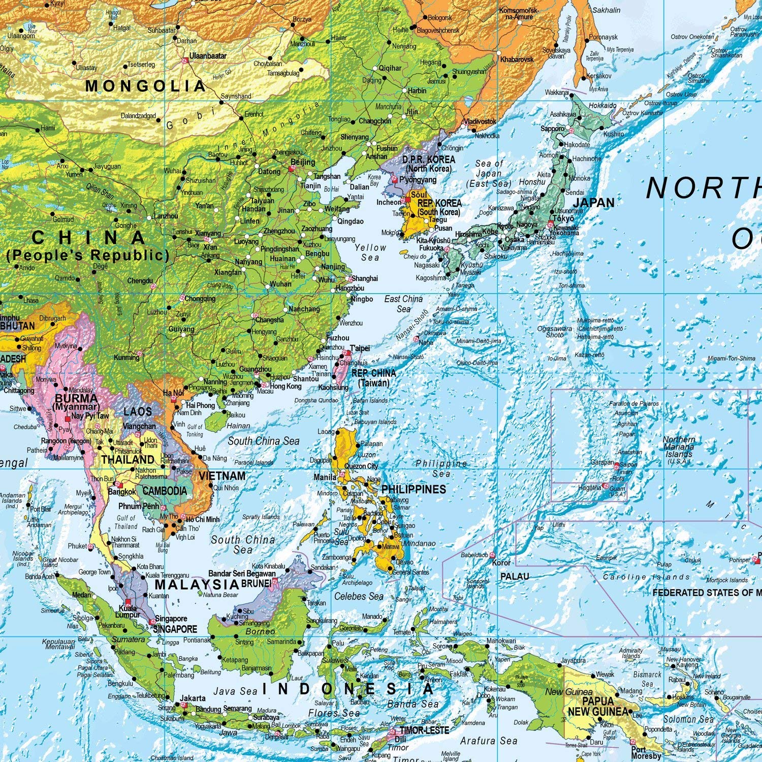 Large Detailed Political Map Of East Asia East Asia Large Detailed