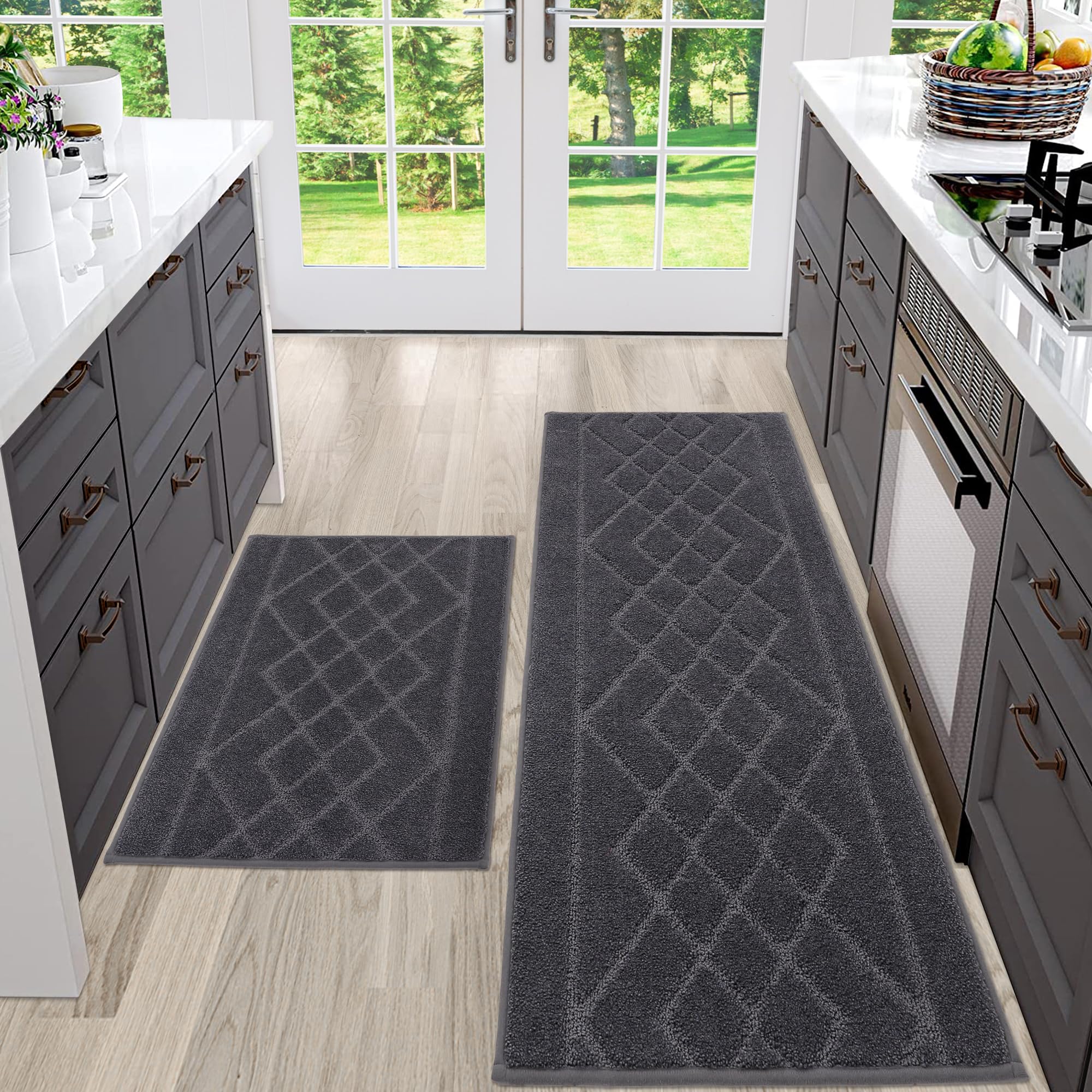 BEQHAUSE Non-Slip-Kitchen-Rugs-Sets-of-2 Machine Washable Kitchen Mats ...