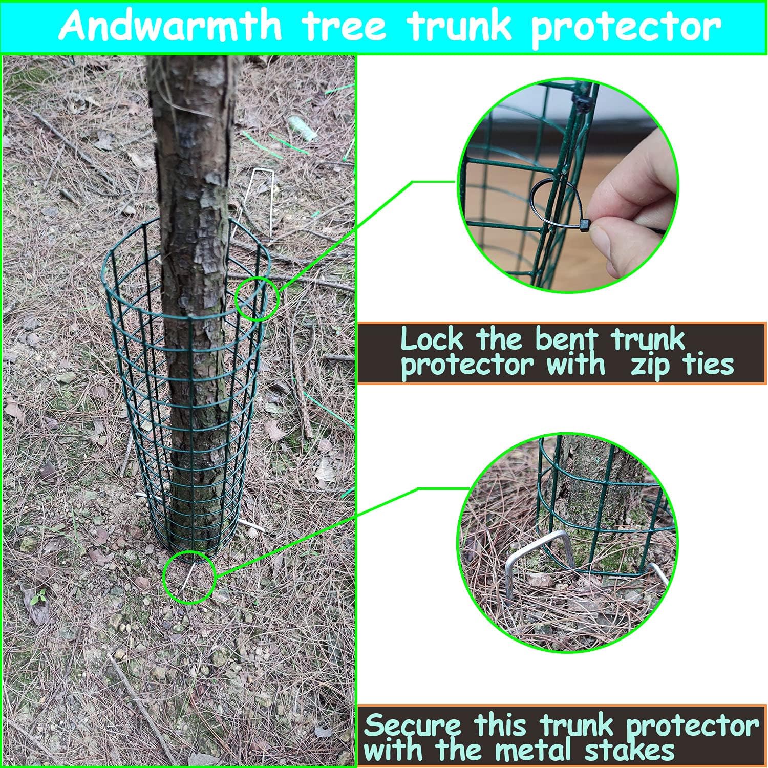 Andwarmth Tree Protectors - Deer Resistant Bark Wraps with Zip Ties and ...