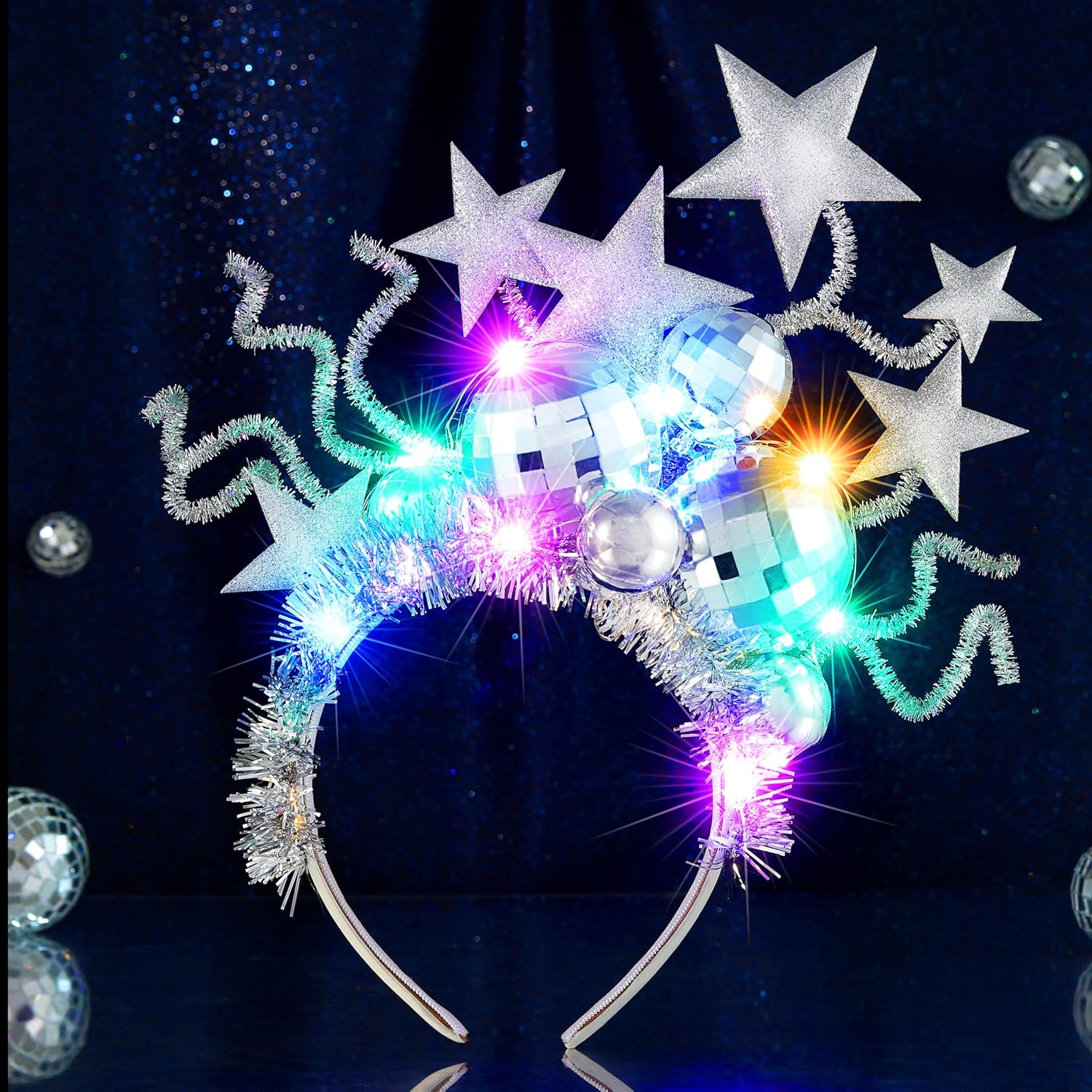 Amazon.com: CLOACE Light Up Headband LED Disco Ball Headbands Glitter ...