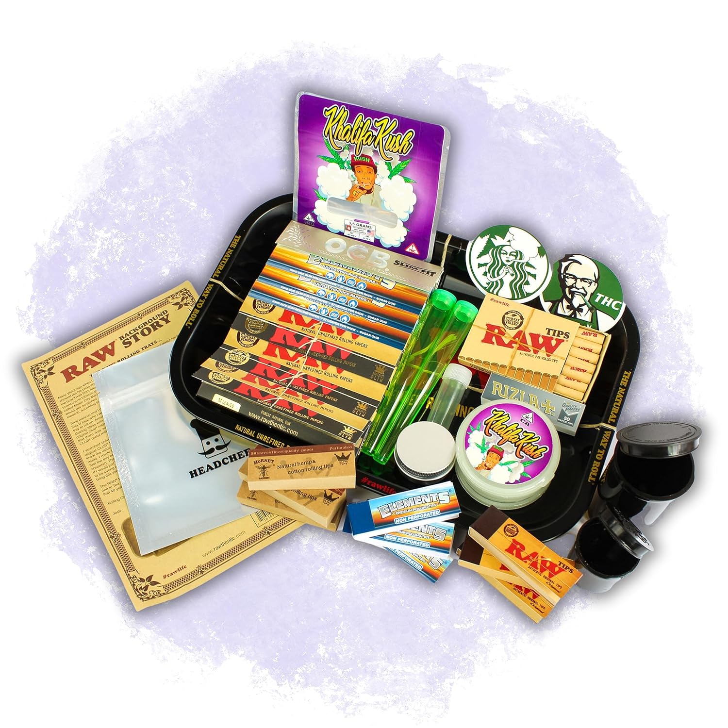 BIGSMOKESUPPLIES - Khalifa K Small Cigarette Tray Set - RAW Black Tray ...