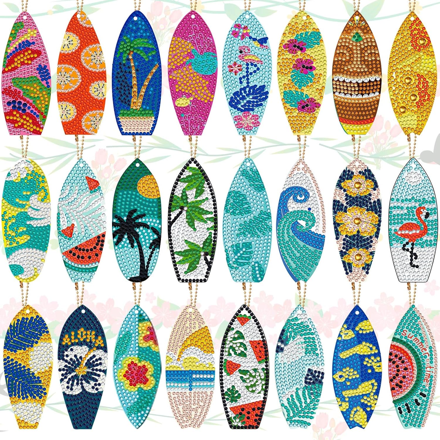 Amazon.com: Yinkin 24 Pack Surfboard Diamond Painting Keychains 5D ...